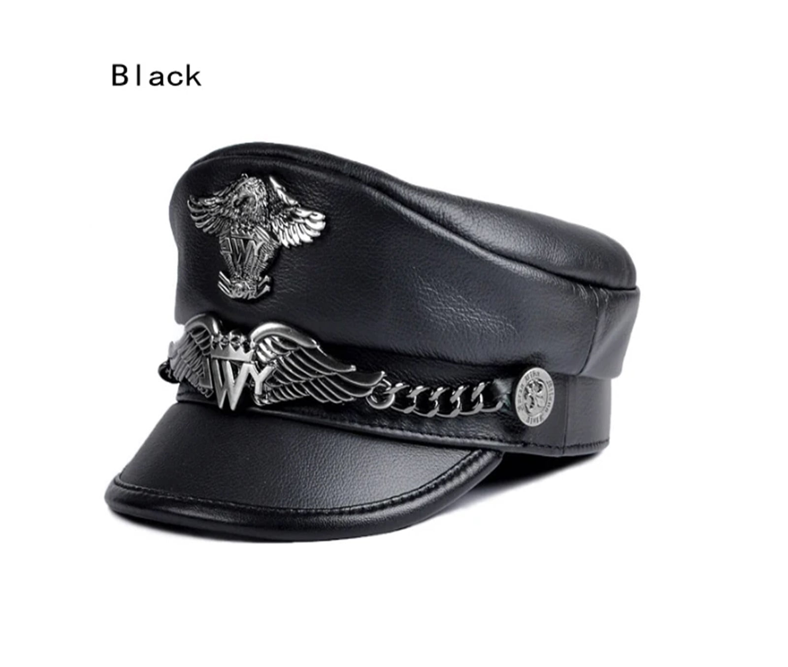 Exclusive German Cap Man Genuine Leather Flat Top Hat Korean Fashion ...
