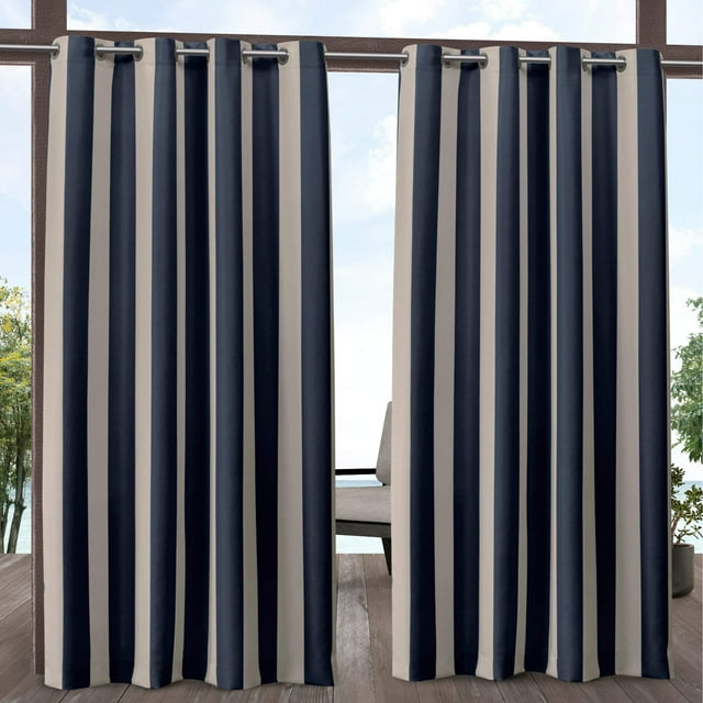 Exclusive Home Canopy Stripe Indoor Outdoor Grommet Top Curtain Panel ...
