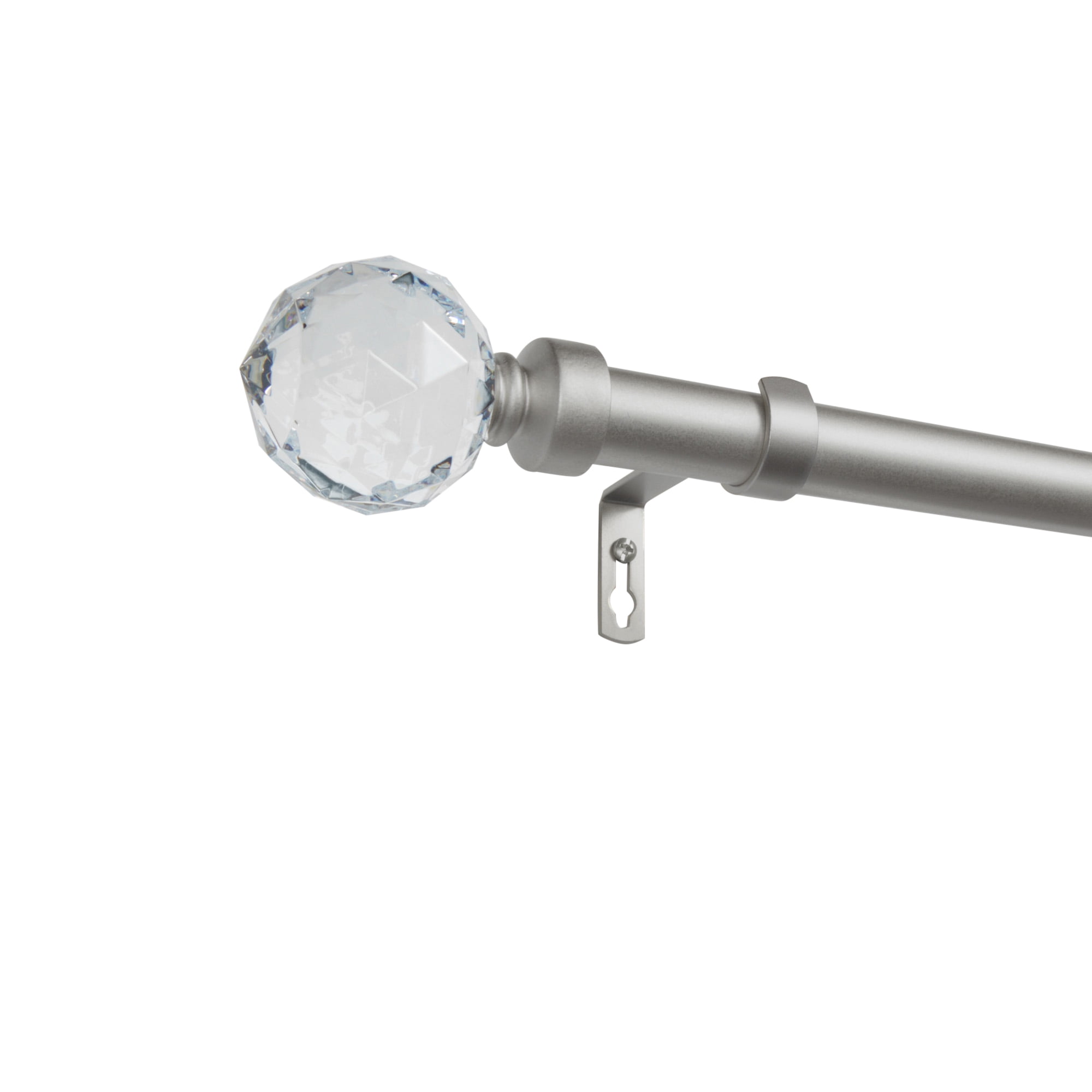 Exclusive Home Crystal Ball Curtain Rod Set Matte Silver Adjustable 84 ...