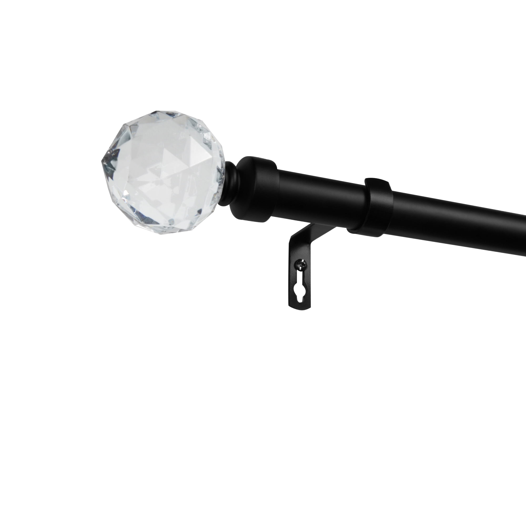 EXCLUSIVE HOME Crystal Ball 1" Curtain Rod and Finial Set, Matte Black ...