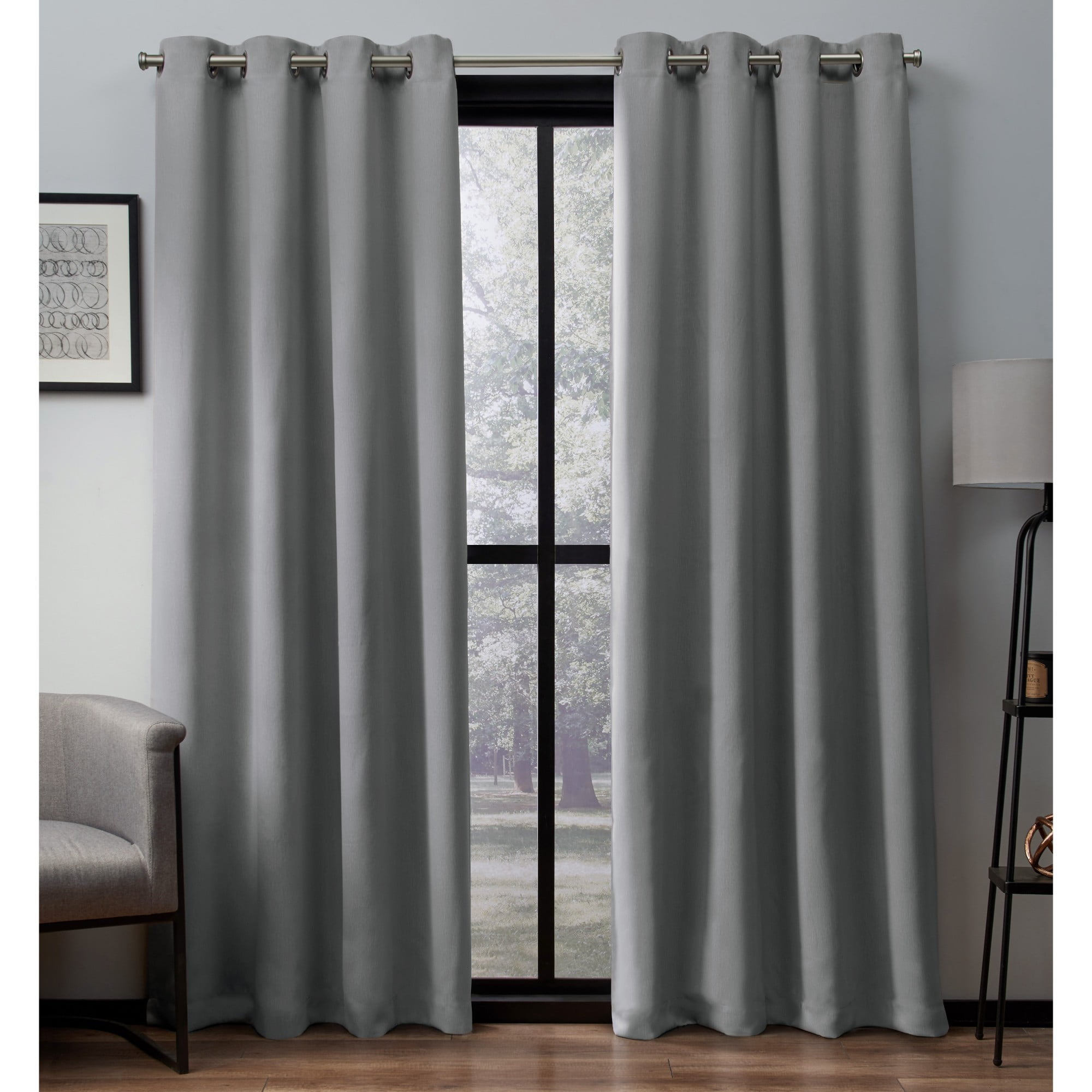 Exclusive Home Curtains 2 Pack Heath Textured Linen Grommet Top Curtain