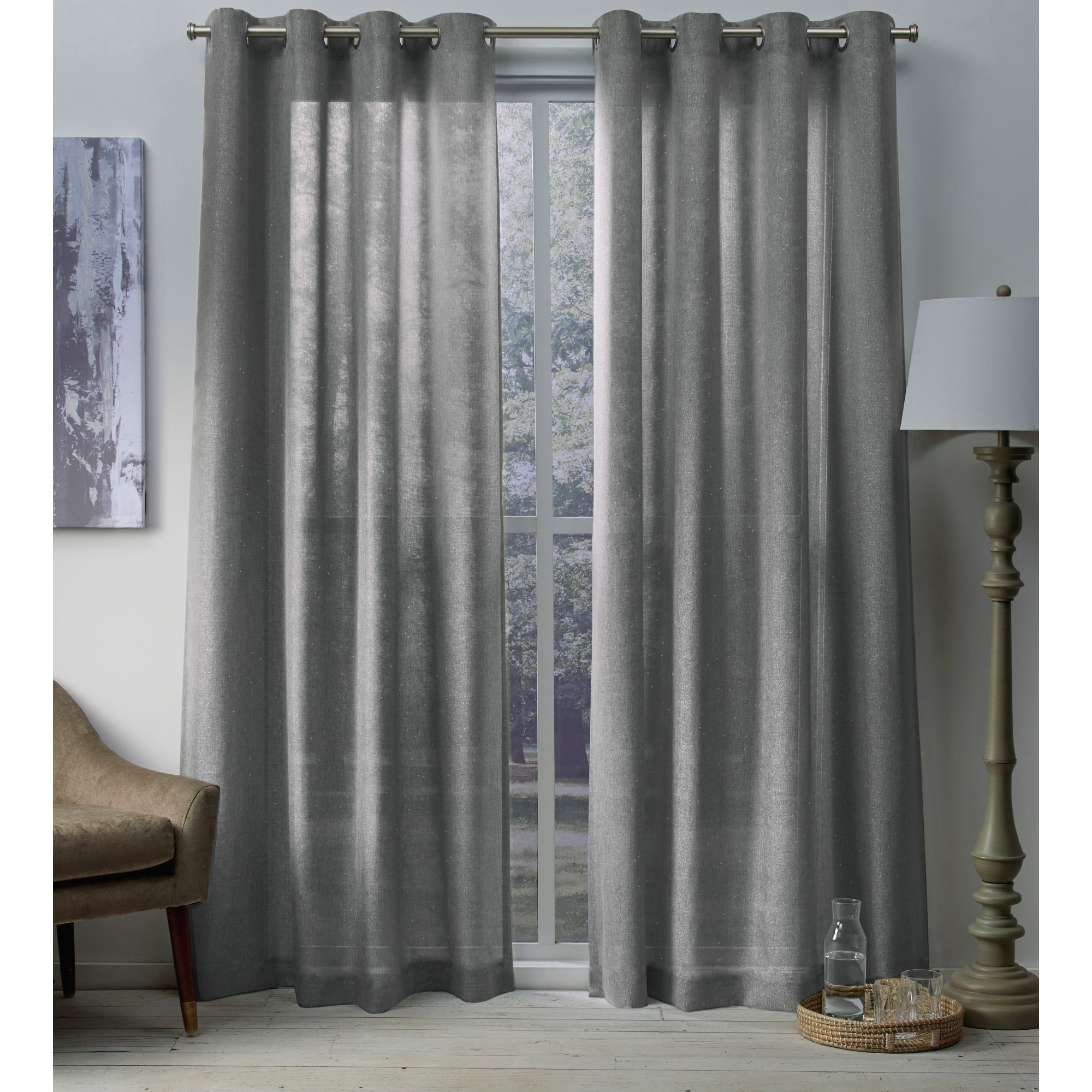 Exclusive Home Curtains 2 Pack Sparkles Heavyweight Metallic Fleck