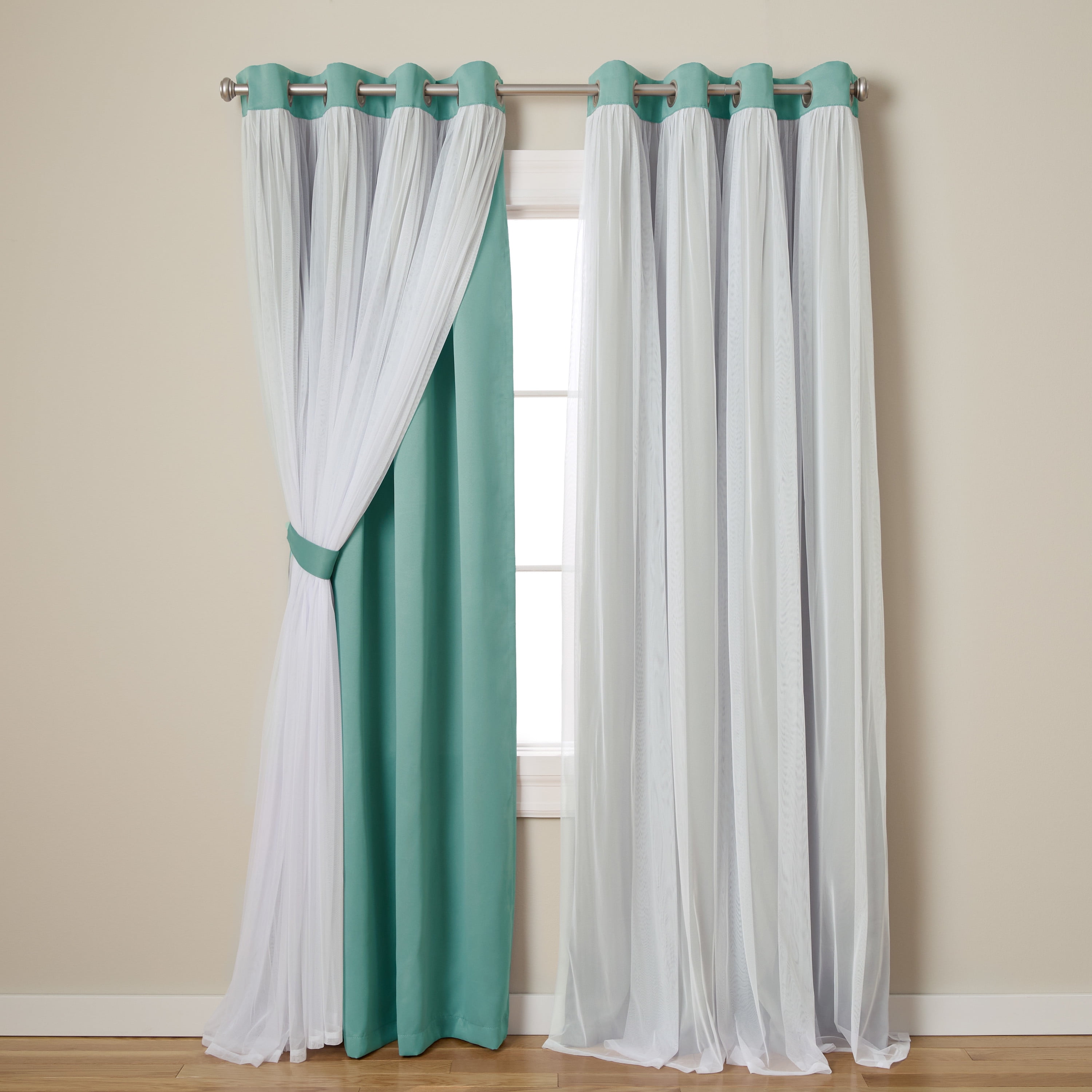 TOWN & COUNTRY LUXE Talia Double Layer Indoor Curtains, Sheer and Room ...