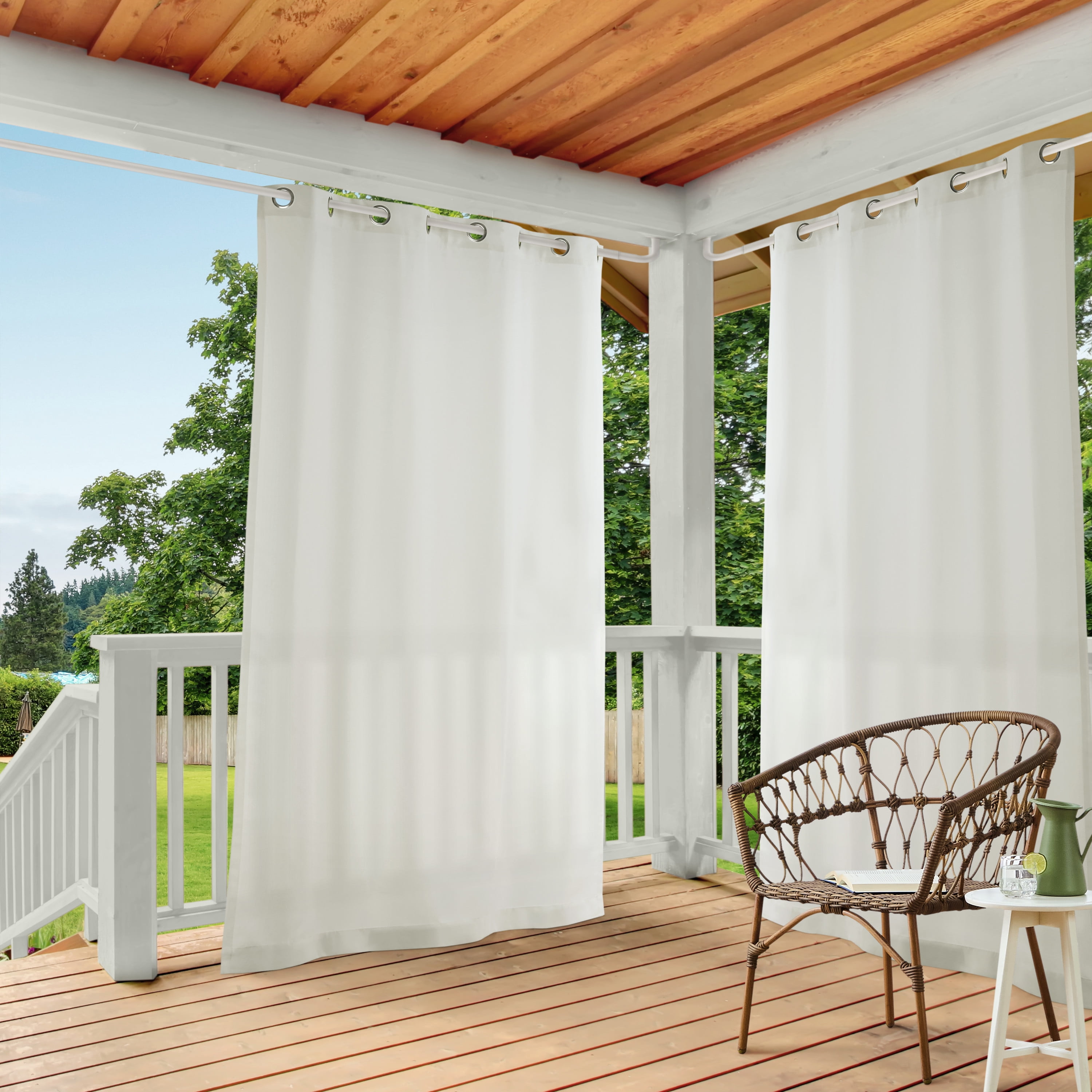 Exclusive Home Curtains Indoor/Outdoor Solid Cabana Grommet Top Curtain ...