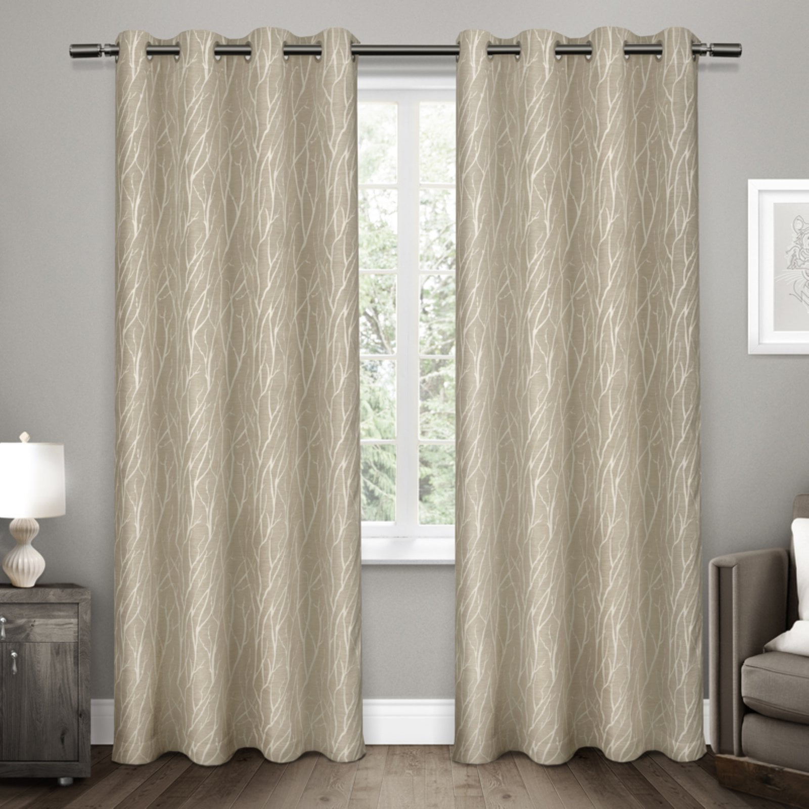 Exclusive Home Forest Hill Linen Blackout Grommet Drapes 52x108 Natural ...
