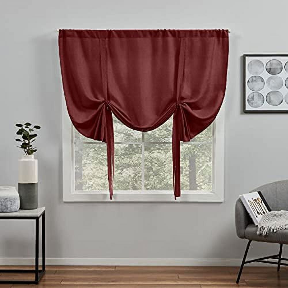 Exclusive Home Loha Indoor Light Filtering Rod Pocket Tie Up Roman ...