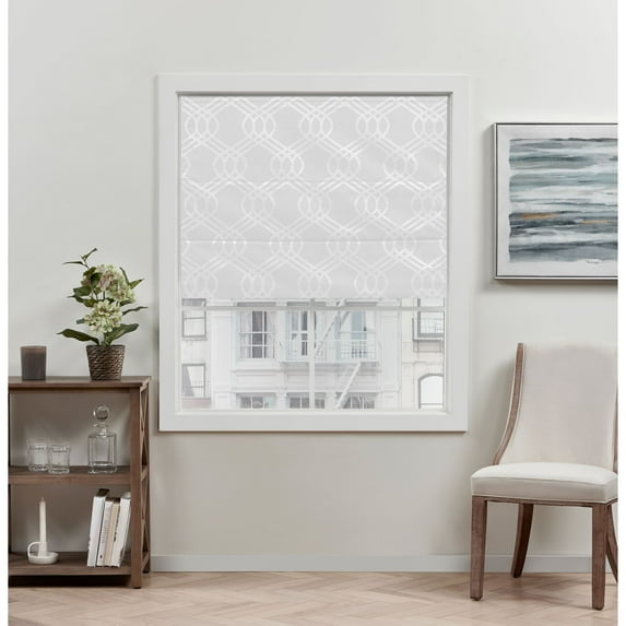 Exclusive Home Prague Trellis 100% Blackout Roman Shade, 23"x64", White ...