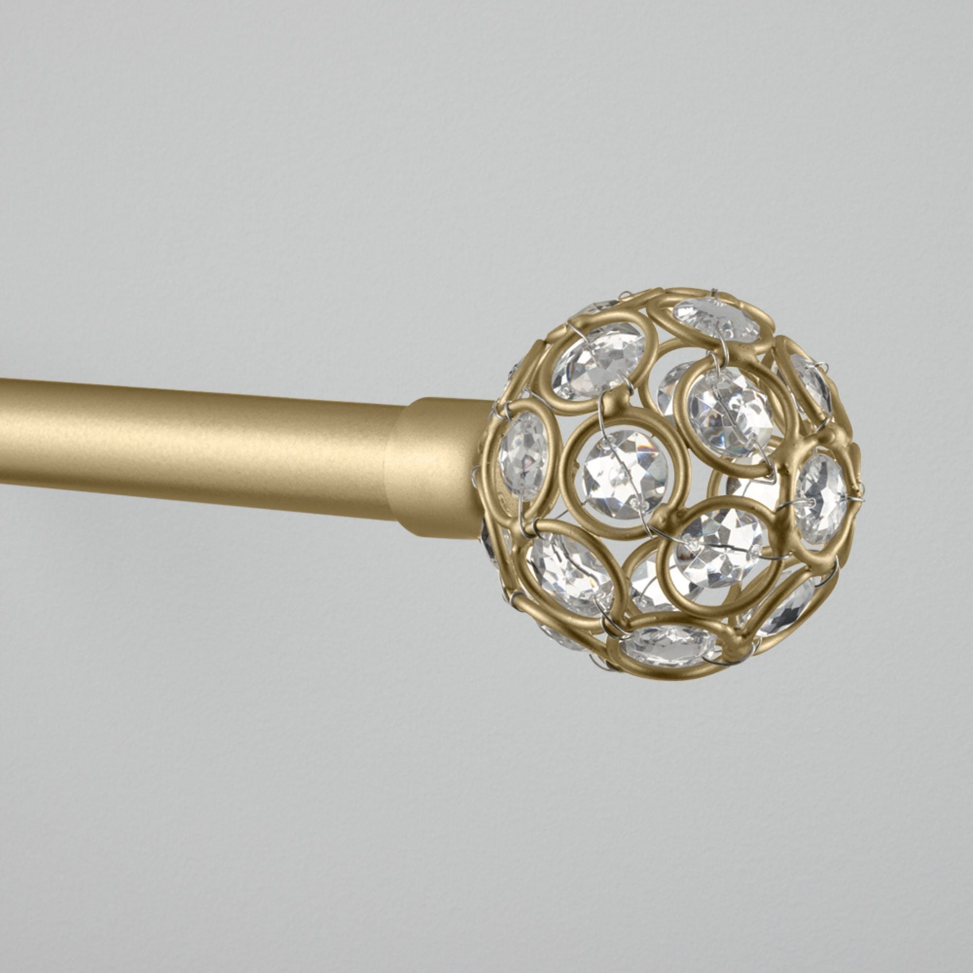 Exclusive Home Rings 1in Curtain Rod with Crystal Finials Gold ...