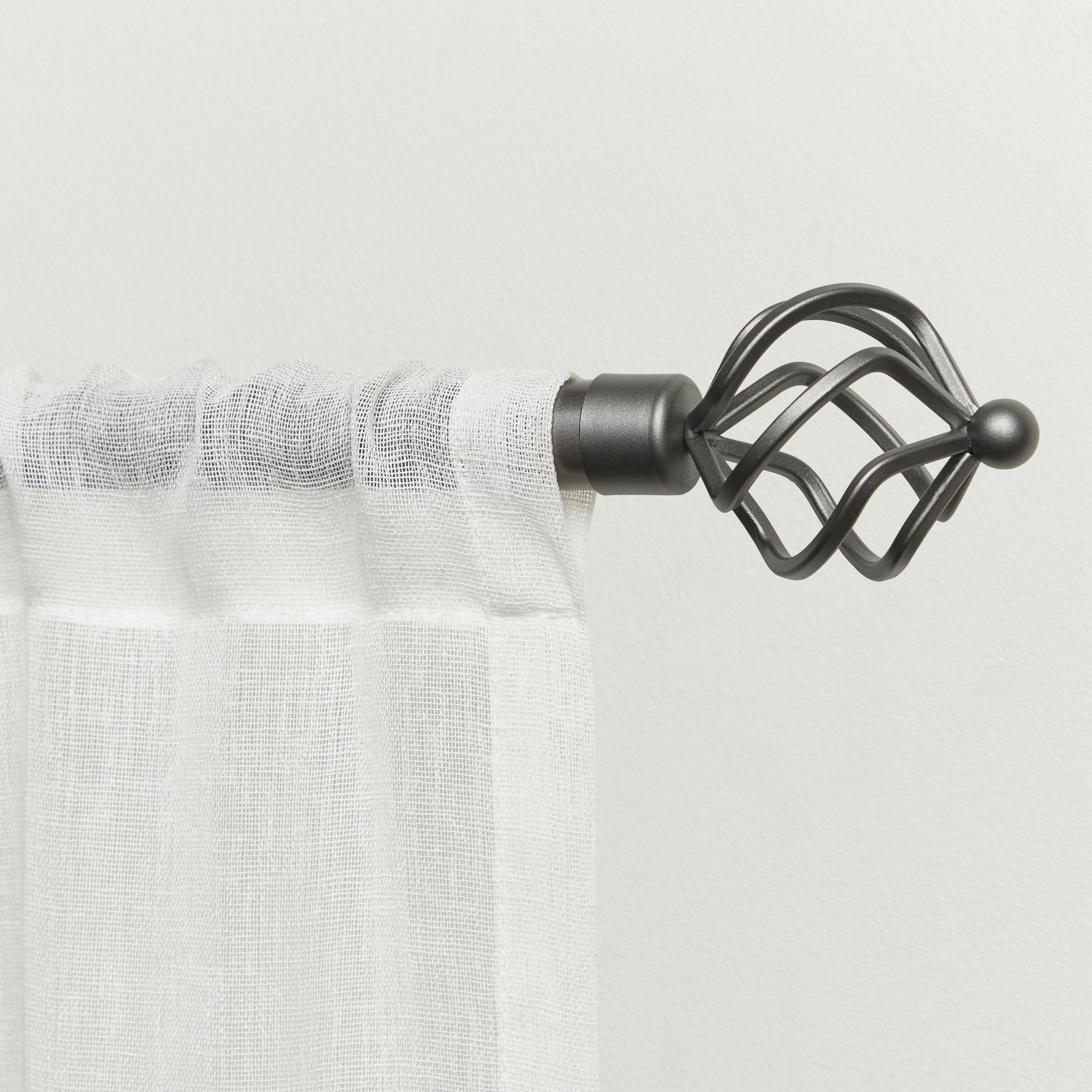 EXCLUSIVE HOME Torch 1" Curtain Rod and Coordinating Finial Set, Gunmetal, Adjustable 36"-72 ...