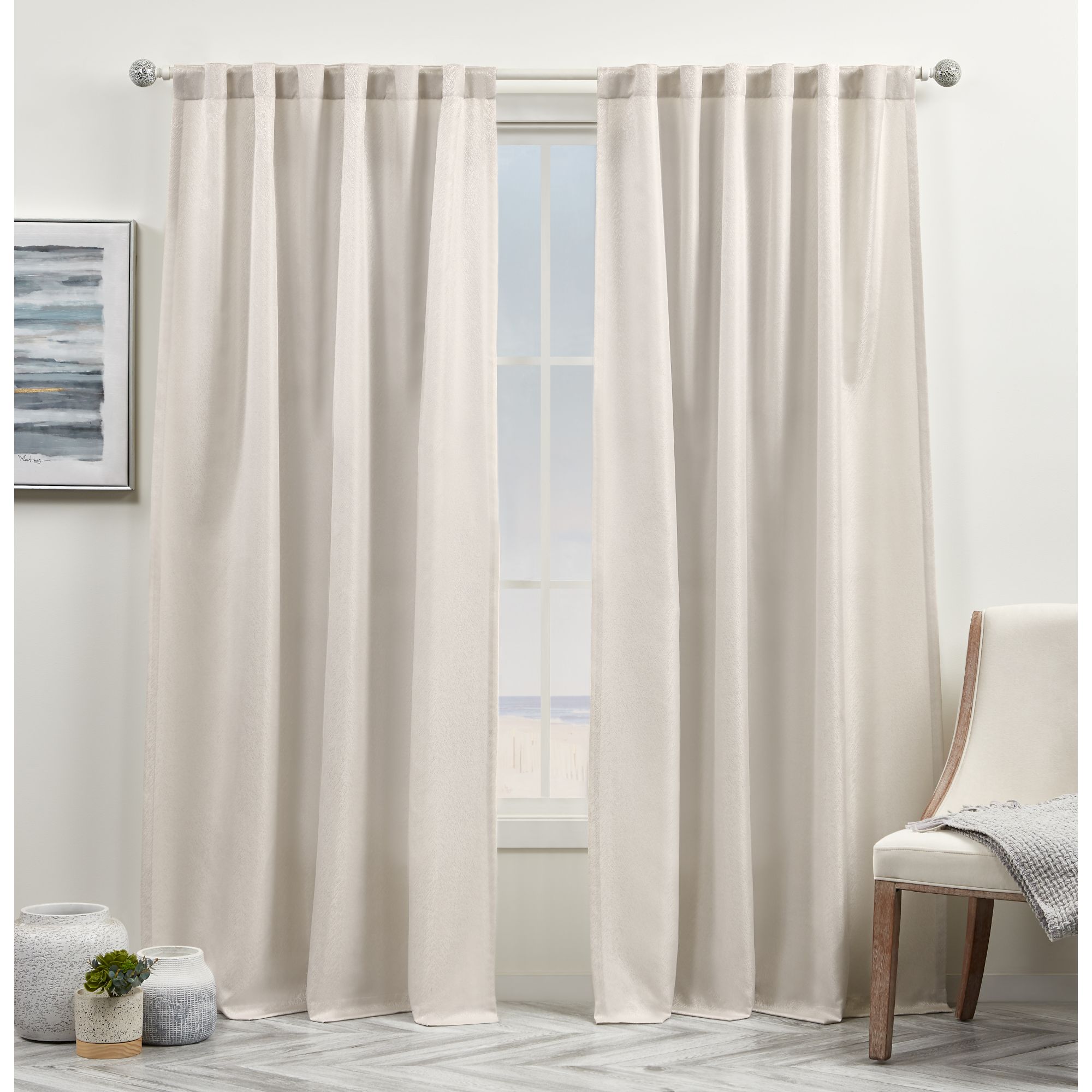 Exclusive Home Yara Light Filtering Hidden Tab Top Curtain Panels, 54"x84", Sand, Set of 2 ...