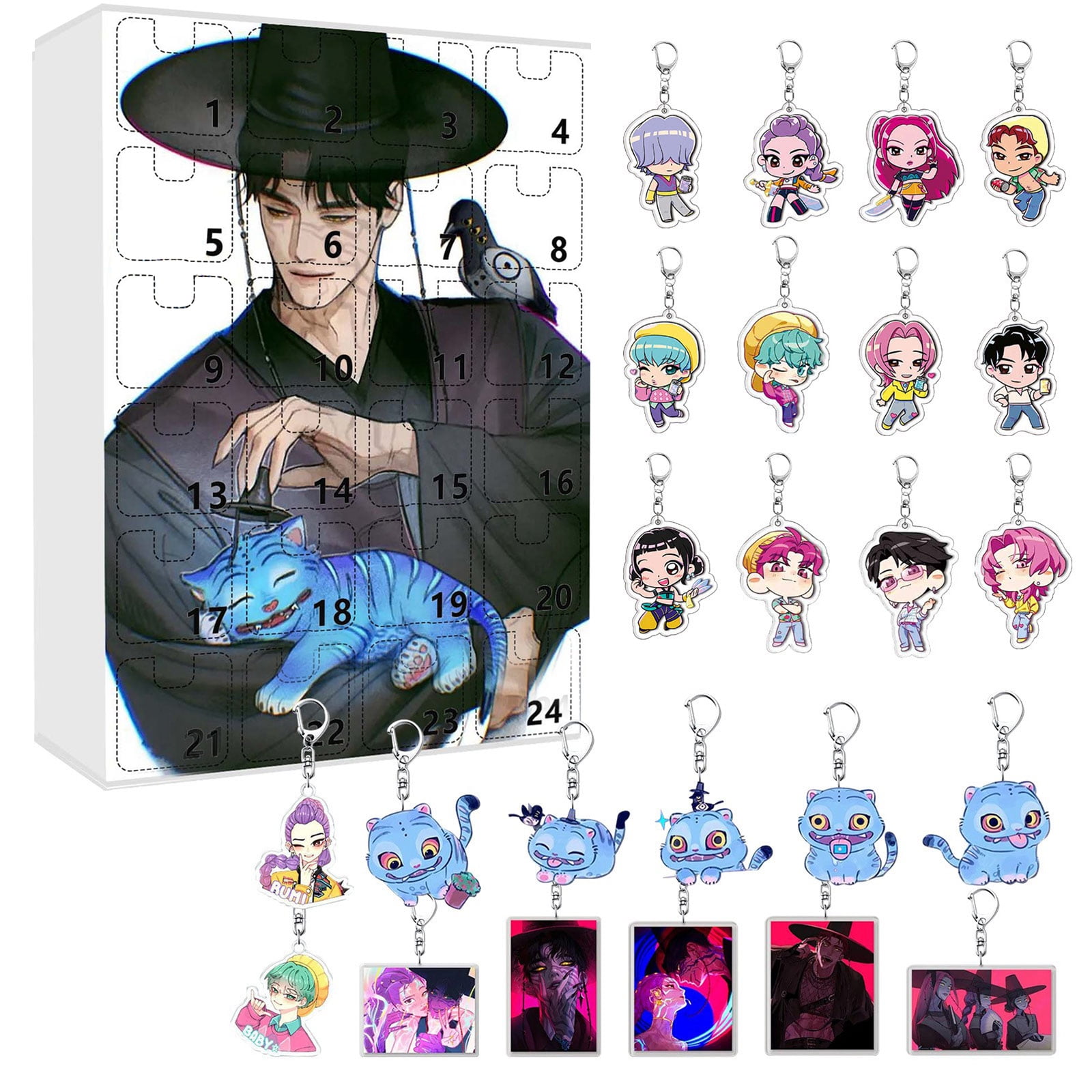 Exclusive Kpop Demon Hunters Countdown Calendar 2025 - 24 Keychain Toys ...