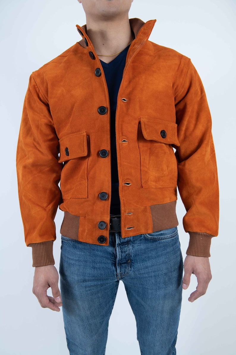 Exclusive Men Leather Jacket Gamba Pure Suede Leather - Walmart.com