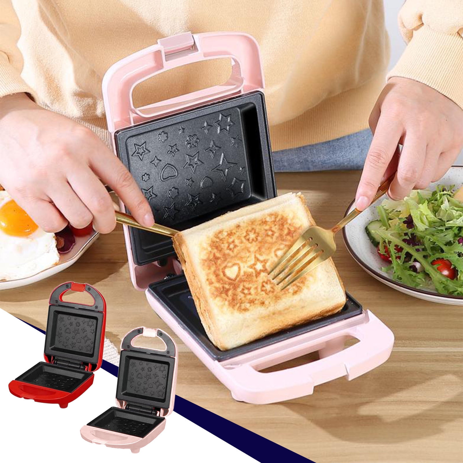 Exclusive, Mini Breakfast Sandwich Maker Double-Sided Heating Toaster ...