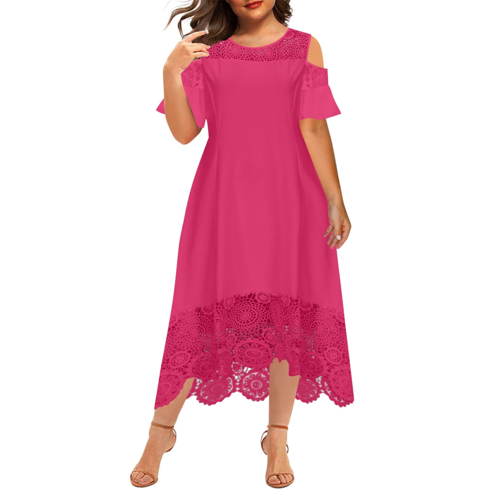 Exclusive Offers,Plus Size Women Sexy Ruffle Strapless Splicing Lace ...