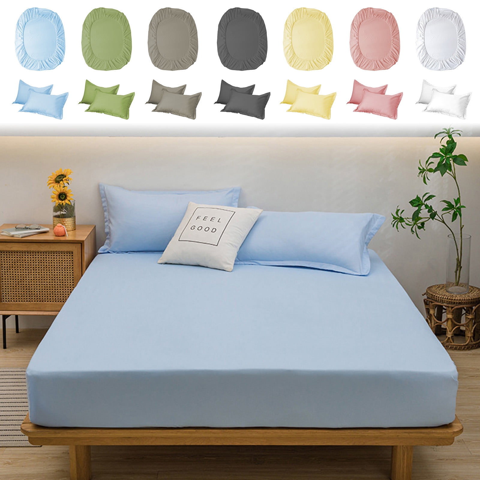 Solid Color Washed Bed Cover, Three Piece Set, Ash Proof Mattress Cover ...