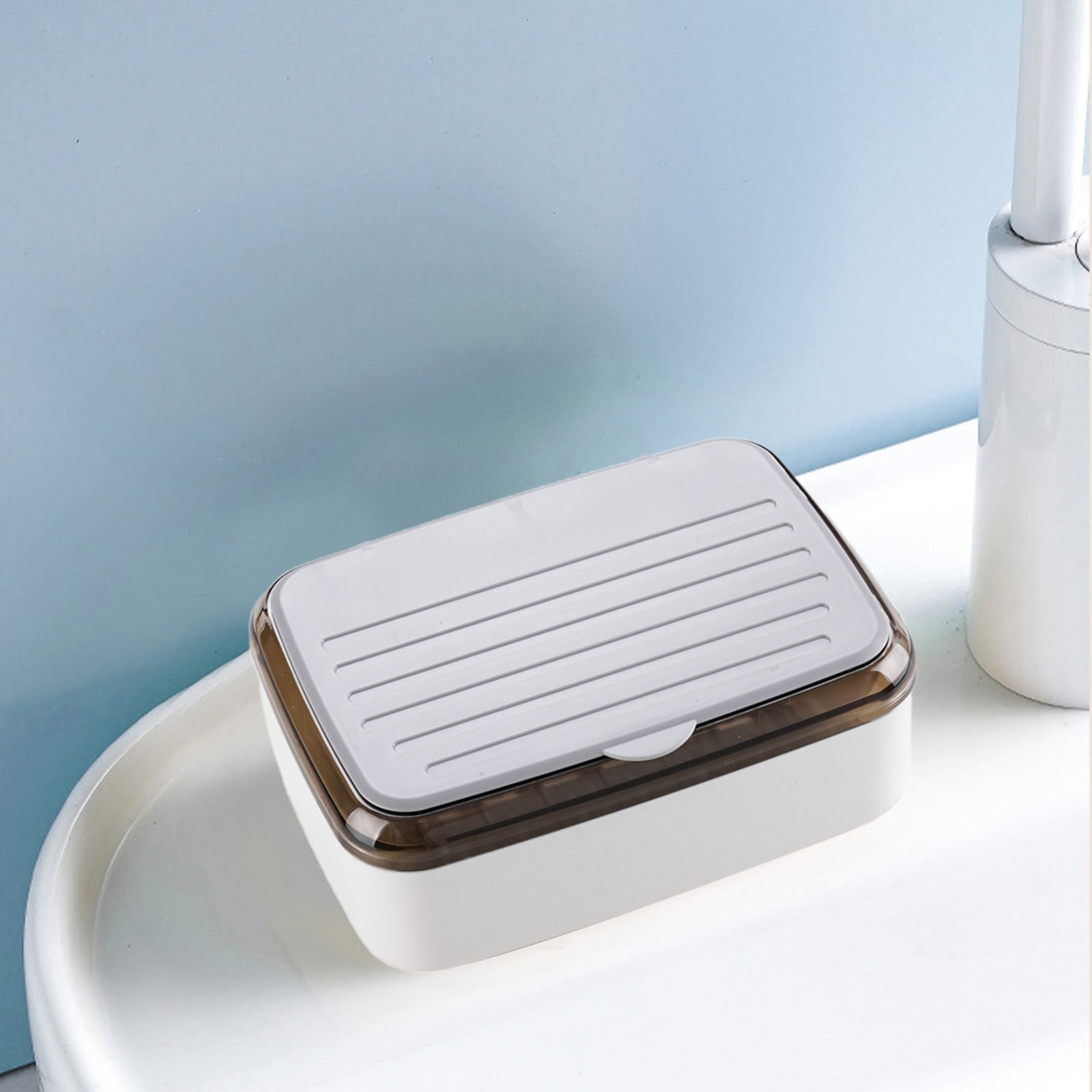Angeler Plastic Soap Box with Lid, Double Draining, for Home Use ...
