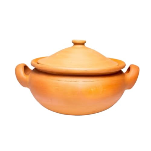 Exclusive Range Unglazed Clay Pot For Cooking & Serving Lid, Red-Ochre ...