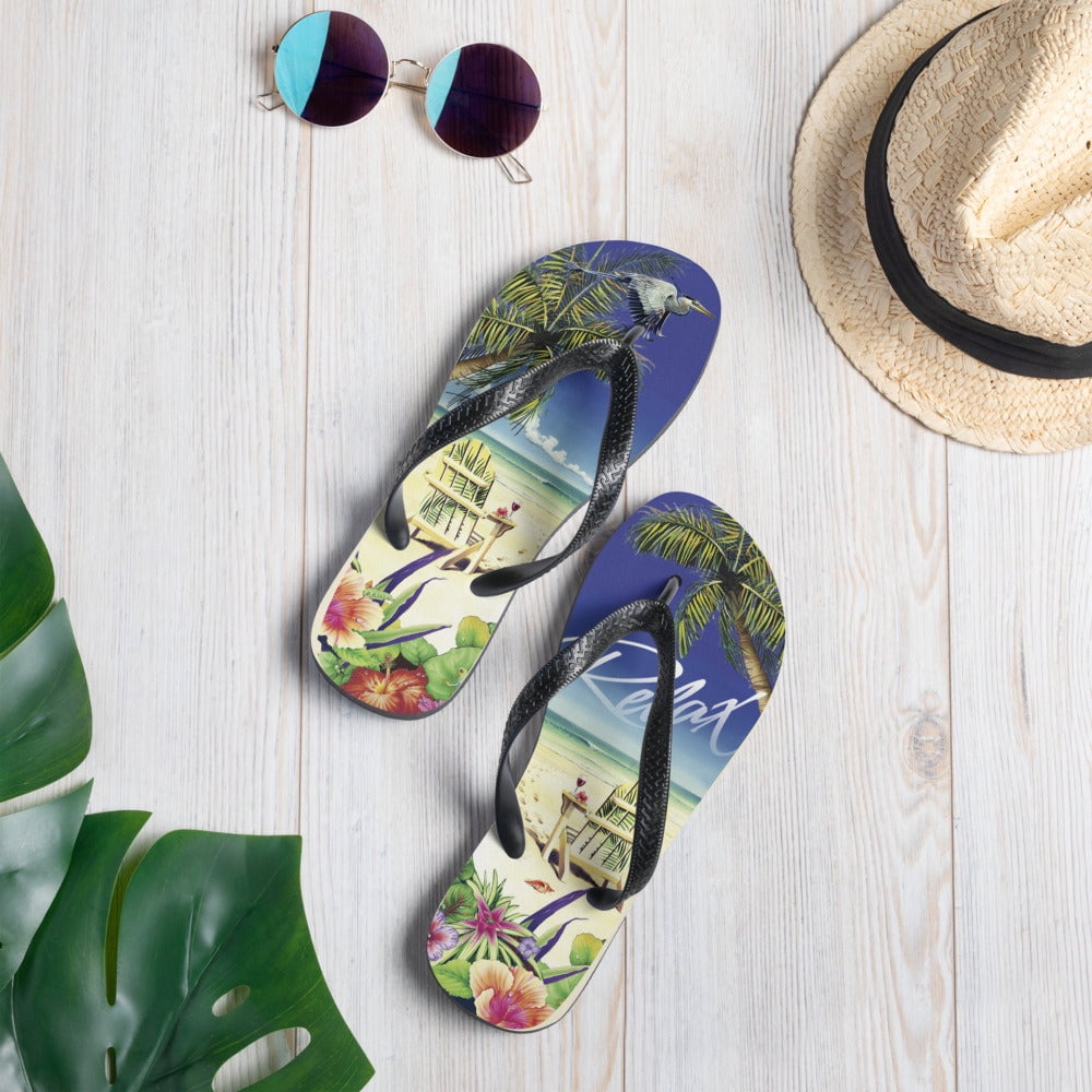 Exclusive Relax at the Beach Flip Flops Artist Jim Mazzotta - Walmart.com