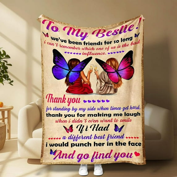 Exclusive Sisterhood Blanket with Heartfelt Text & Butterfly Design ...