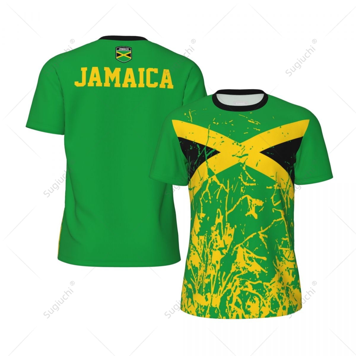 Exclusive design Jamaica Flag Grain 3D Printed Men For Running Bike Soccer Tennis Fitness Sports ...