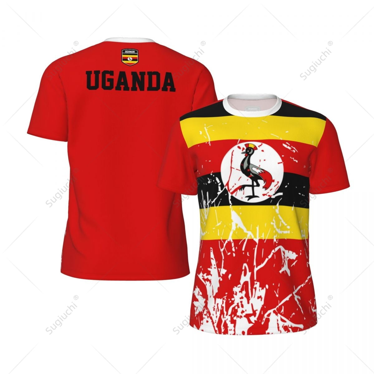 Exclusive design Uganda Flag Grain 3D Printed Men For Running Bike Soccer Tennis Fitness Sports ...