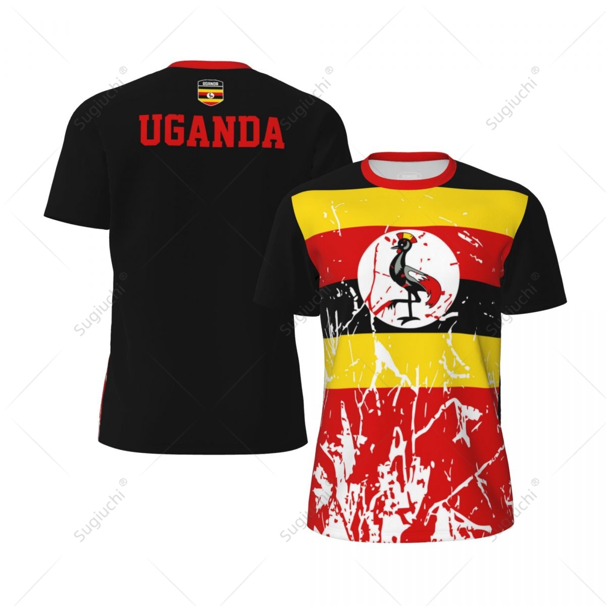 Exclusive design Uganda Flag Grain 3D Printed Men For Running Bike Soccer Tennis Fitness Sports ...