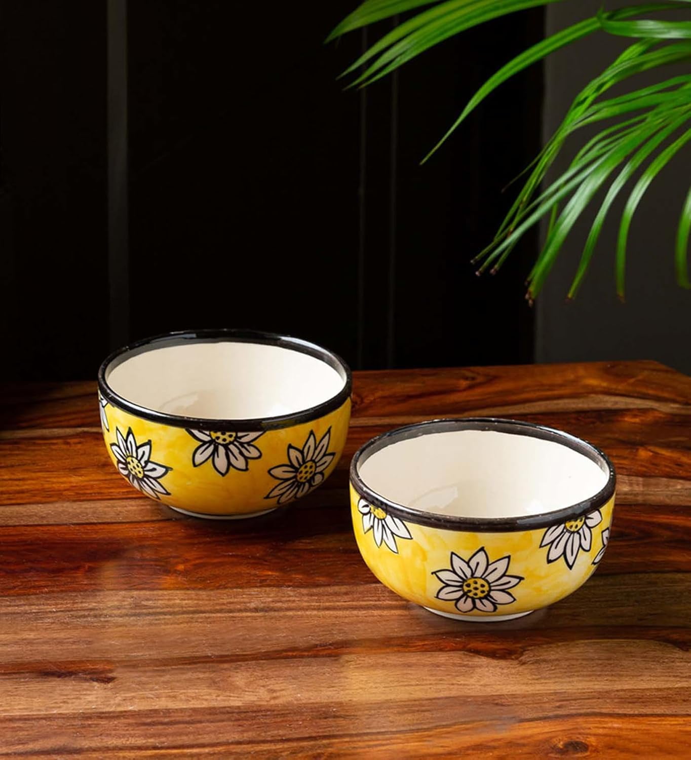 ExclusiveLane Californian Sunflower Ceramic Bowls for Serving Bowls Set ...
