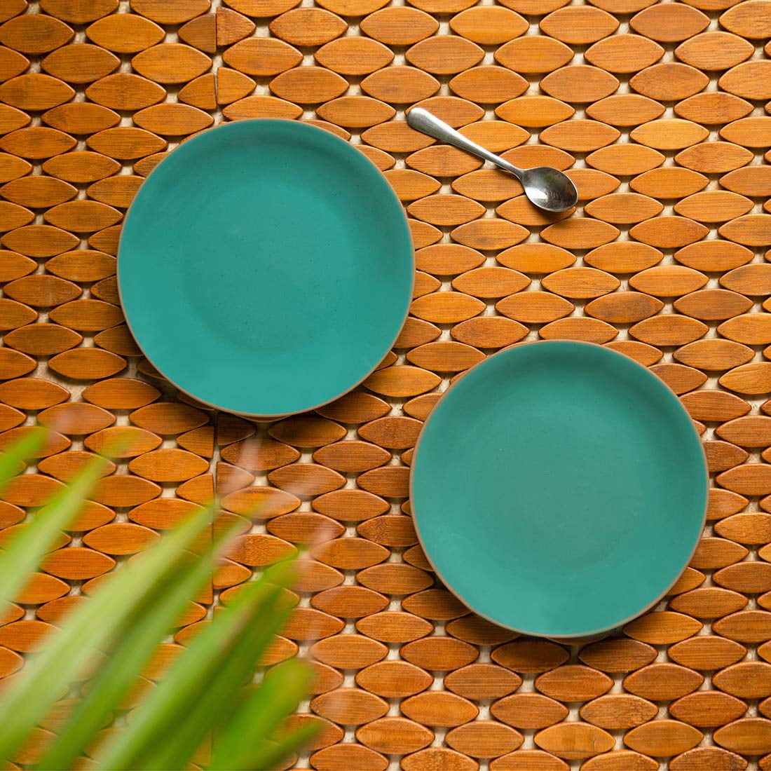 ExclusiveLane Earthen Turquoise Hand Glazed Ceramic Quarter Plates Side ...