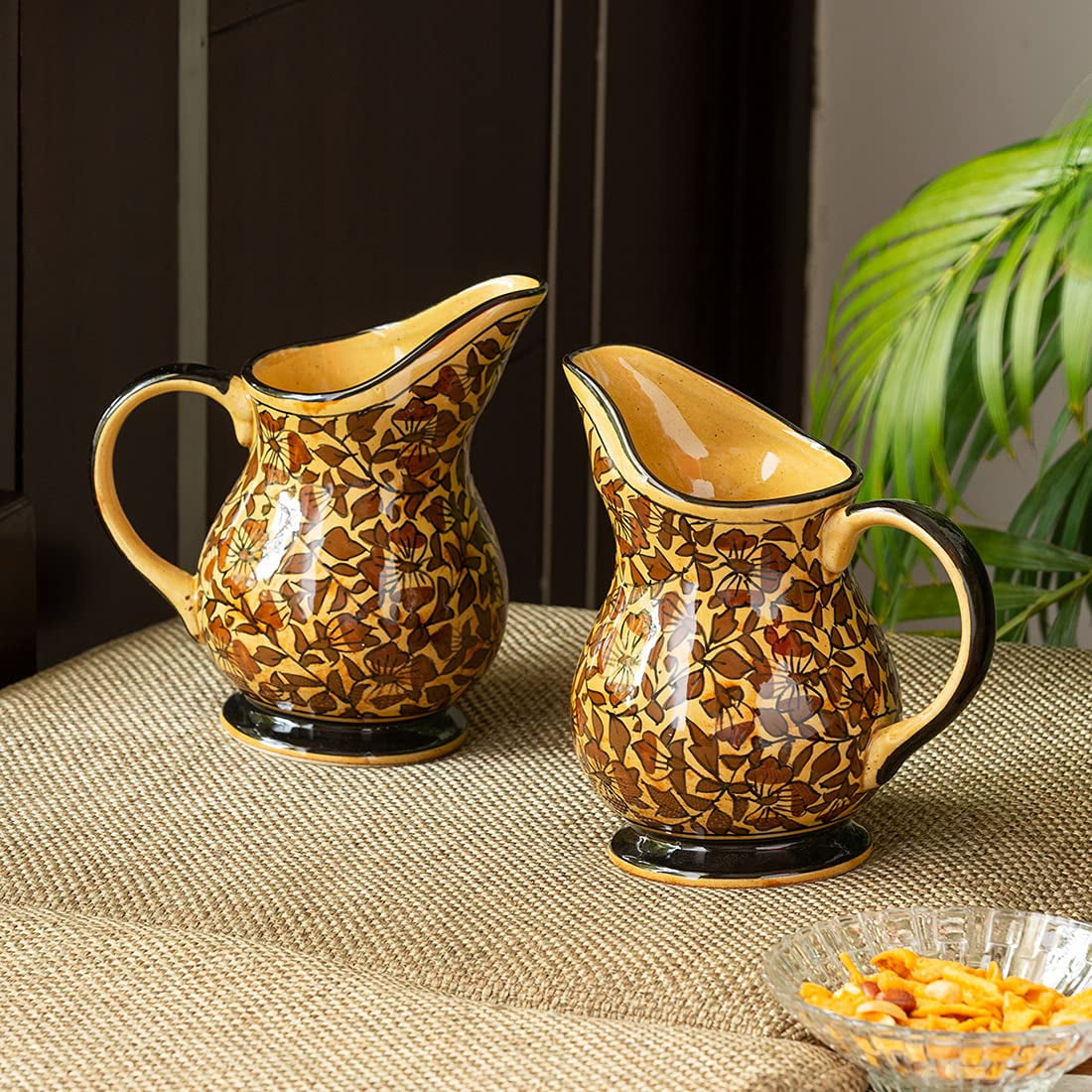 ExclusiveLane Mughal Floral Handpainted Ceramic Jug for Milk Ceramic ...