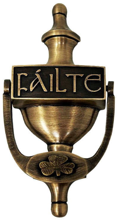 Exclusively Irish Failte Shamrock Door Knocker -Antique brass 8 in ...