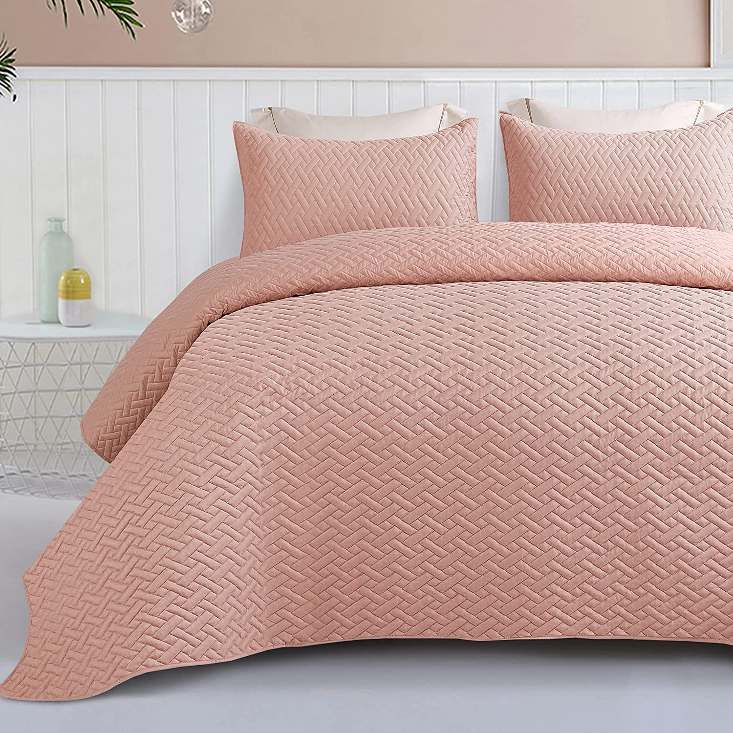 Jennifer - 3 Piece Reversible Quilted Bedspread Set and shams - Walmart.com