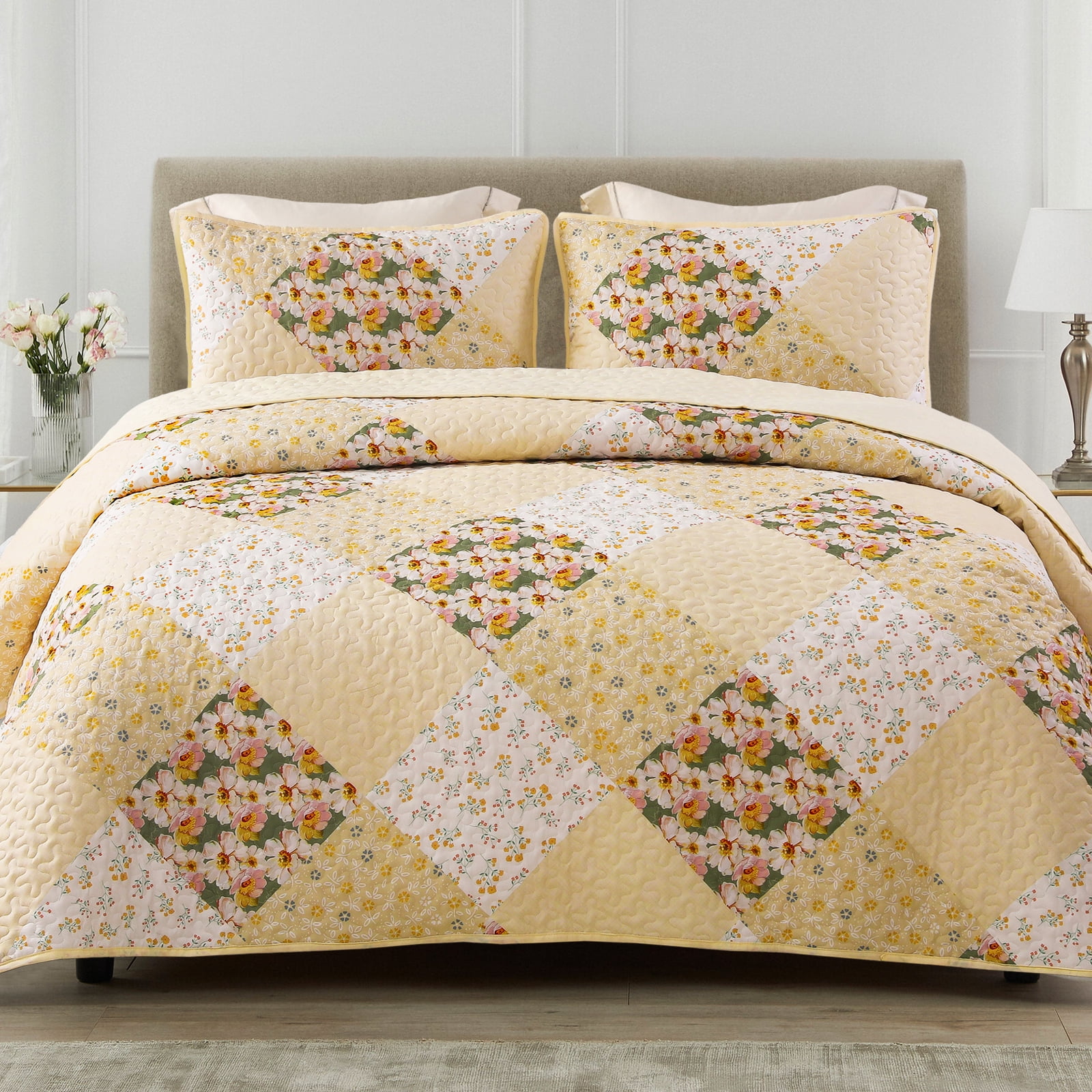 Exclusivo Mezcla Boho Queen Size Bedding Set, Acolchada, Estampado Colorido (Amarillo, 96x92 ...
