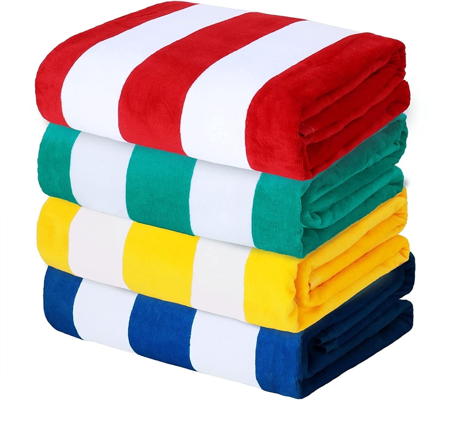 Exclusivo Mezcla 4-Pack Cotton Cabana Stripe Beach Towels, Super ...