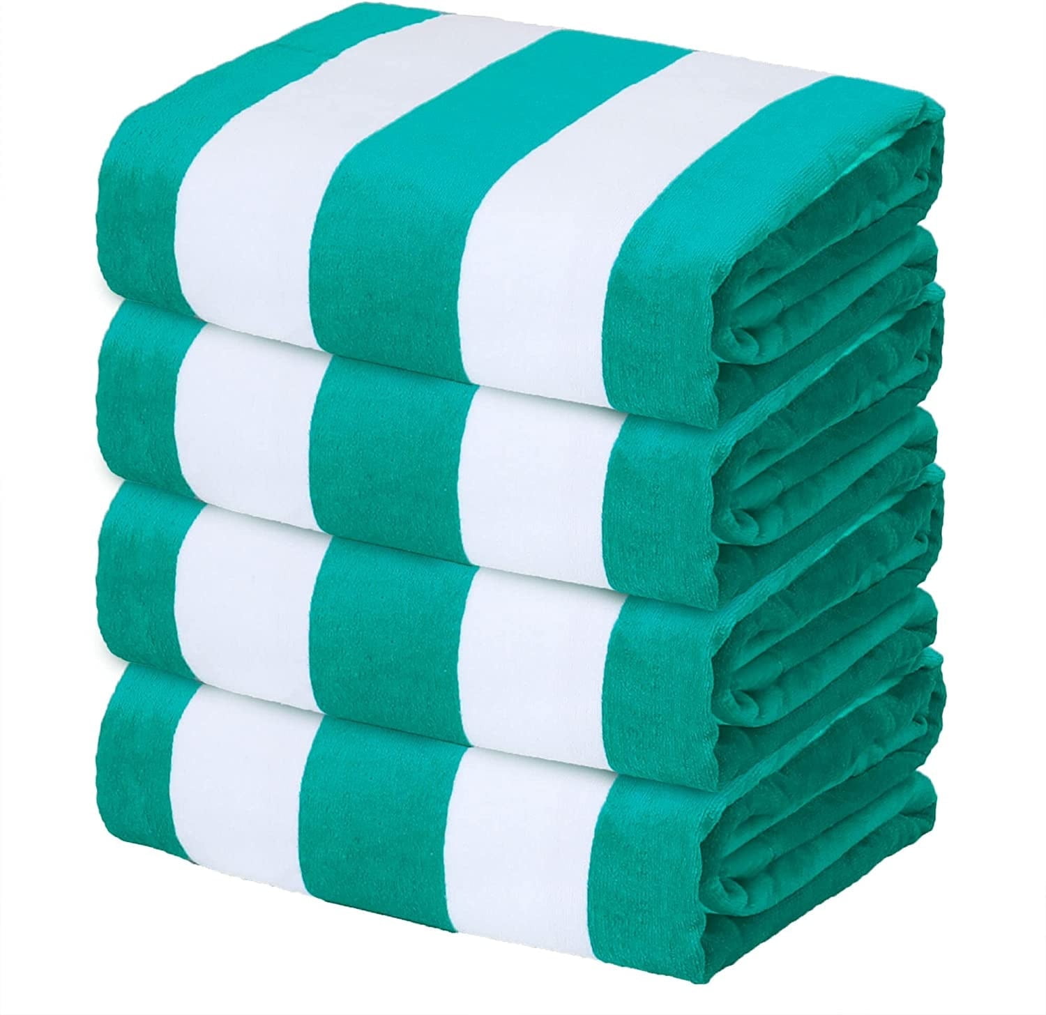 "Exclusivo Mezcla 4-Pack Cotton Beach Towels, Cabana Stripe, Plush Pool ...
