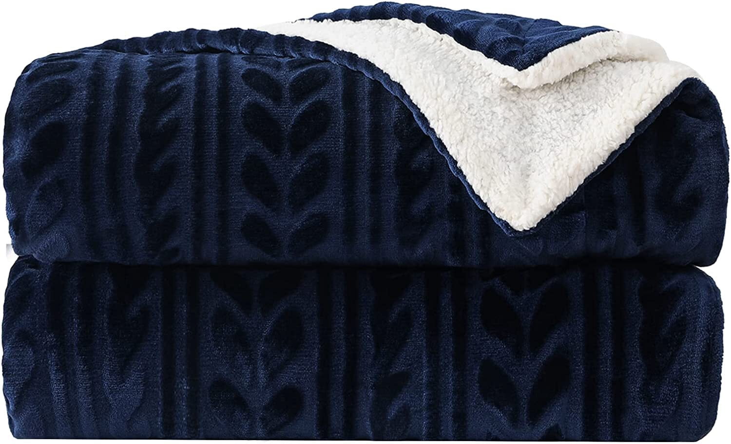 "Exclusivo Mezcla 50""x70"" Sherpa Fleece Throw Blanket, Reversible ...