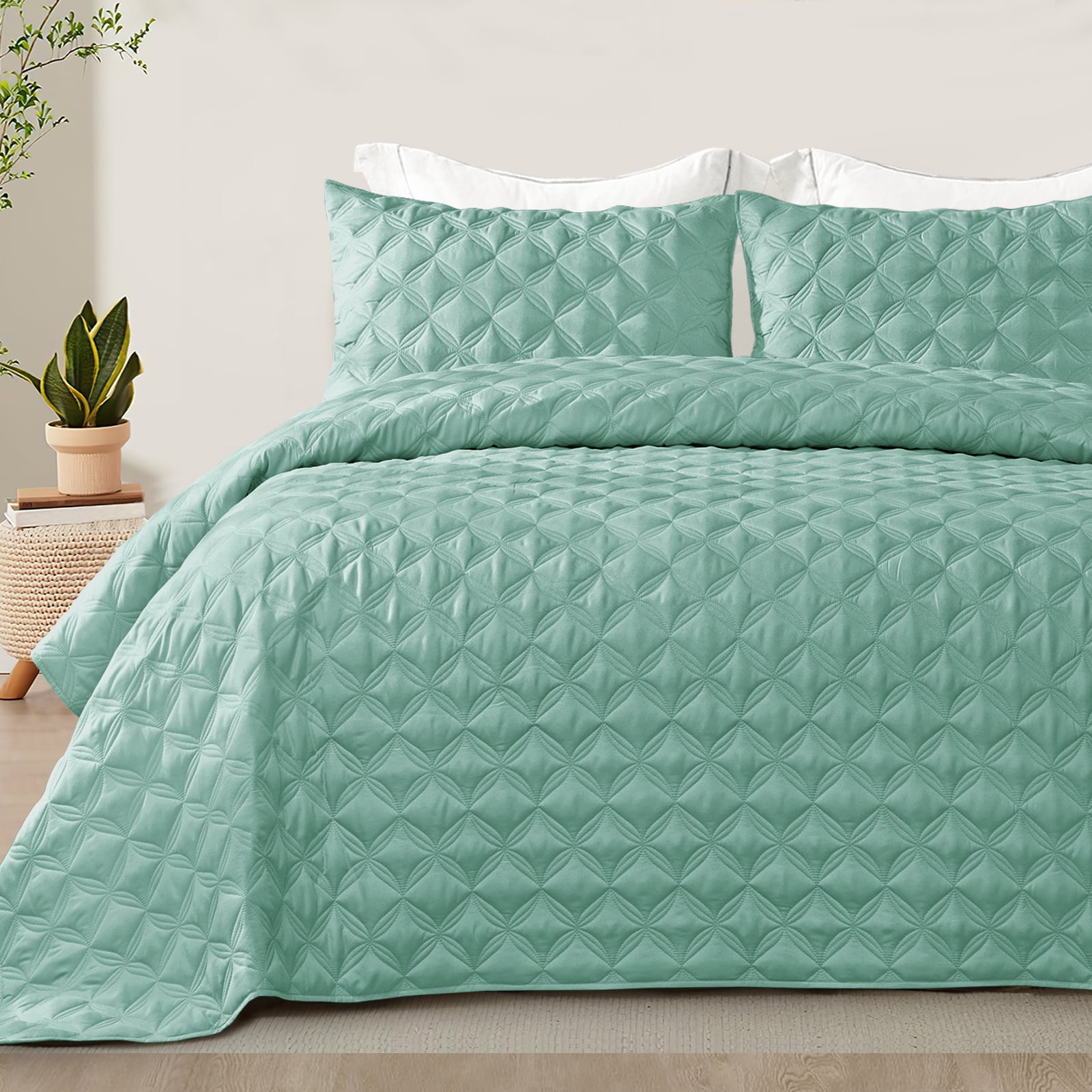 Exclusivo Mezcla Lightweight Queen Bedspread Set, Turquoise - Includes ...