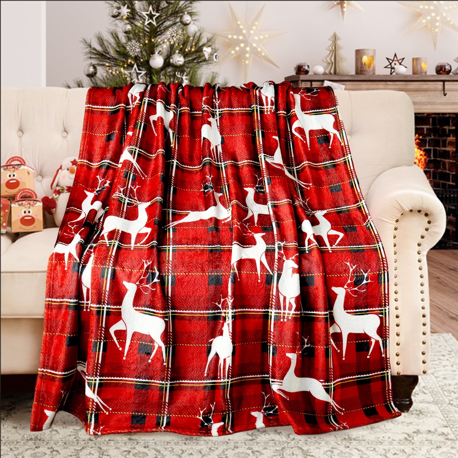 Exclusivo Mezcla Fleece Throw Blanket, Ultra Plush Christmas Holiday ...