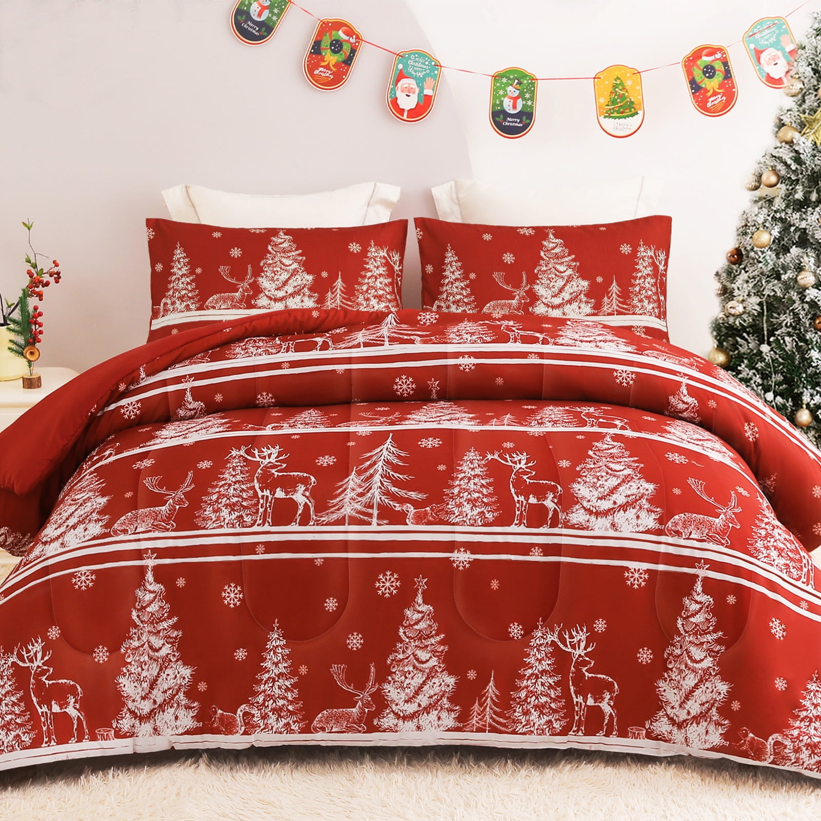 Exclusivo Mezcla Christmas Twin Size Comforter Set, 2 Pieces Reversible ...