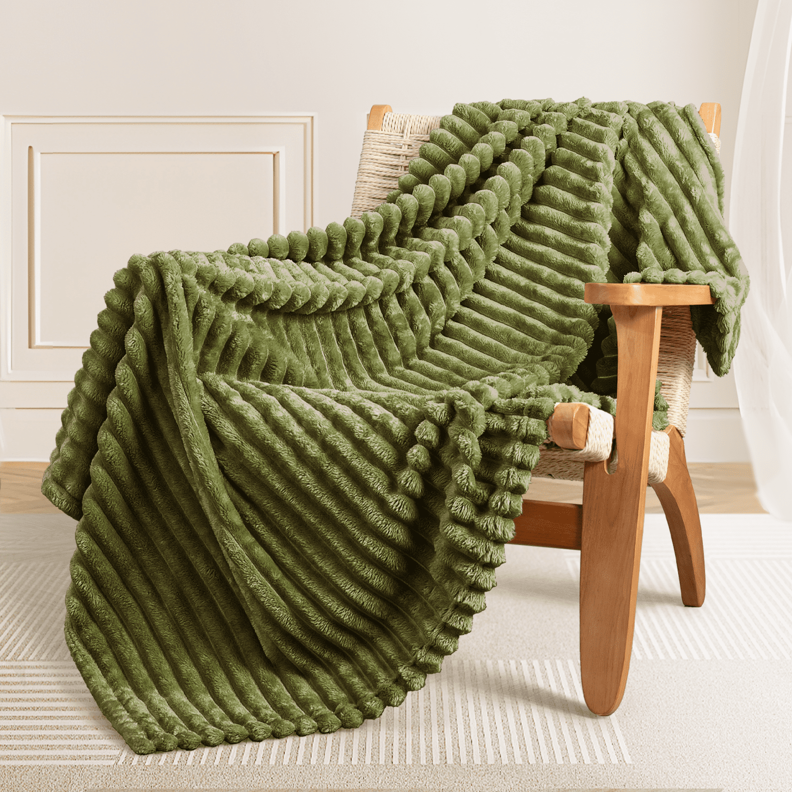 Exclusivo Mezcla Fleece Throw Blanket for Couch, Super Soft 3D Striped ...