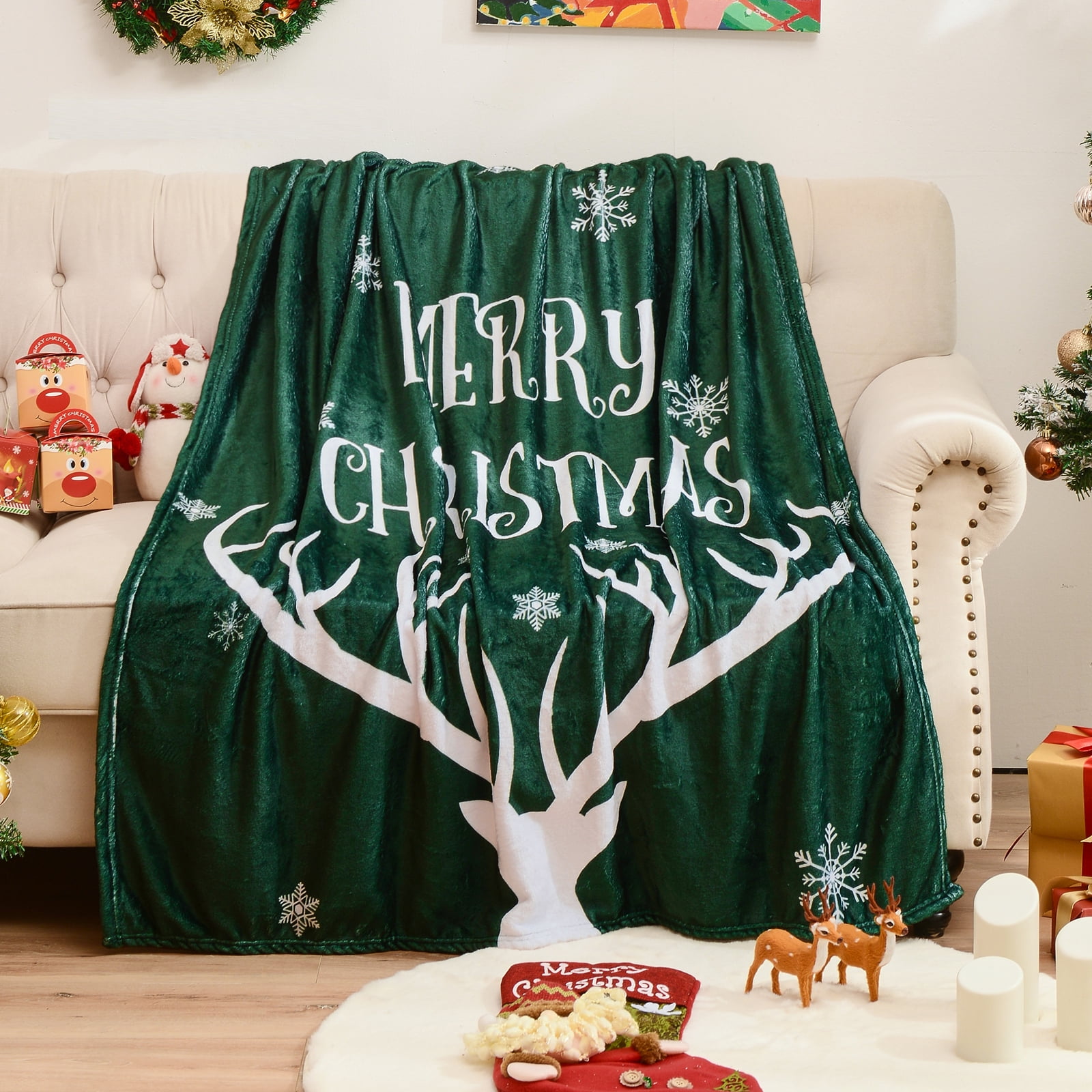 Exclusivo Mezcla Fleece Throw, Ultra Plush Christmas Holiday Printed ...