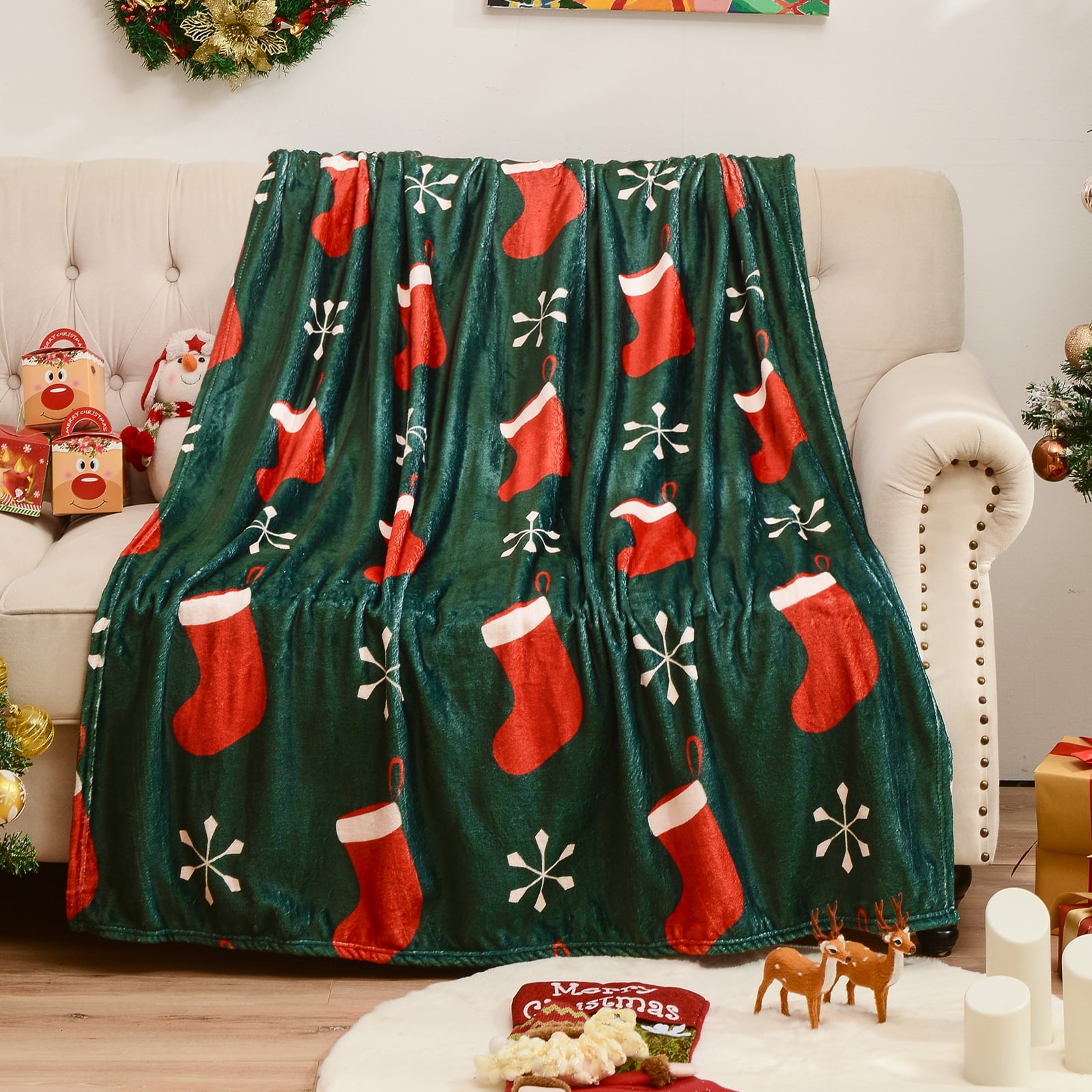 Exclusivo Mezcla Fleece Throw, Ultra Plush Christmas Holiday Printed ...