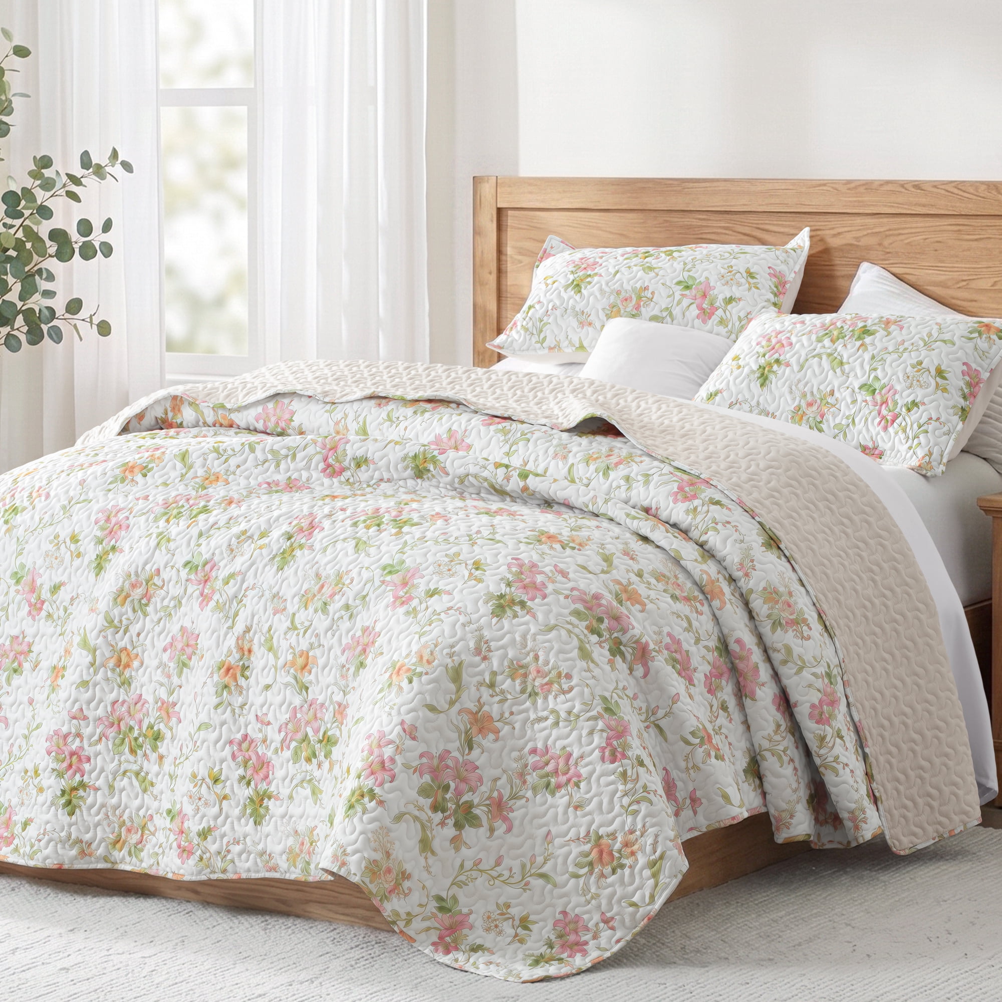 Exclusivo Mezcla Floral California King Size Quilt, Faint Yellow Cal ...
