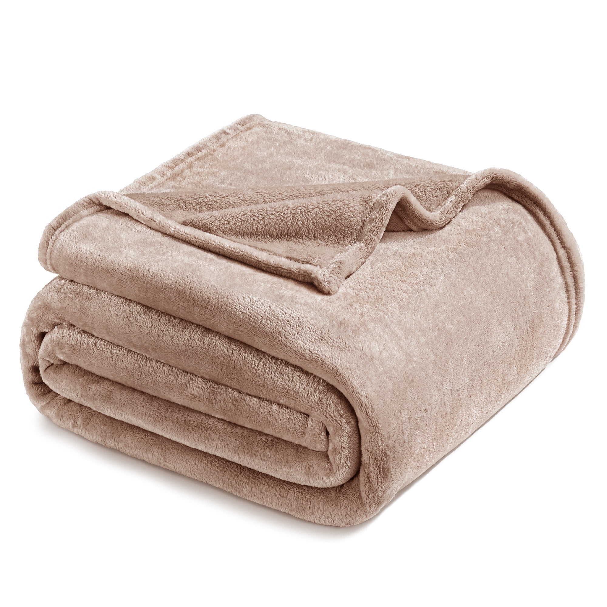 Exclusivo Mezcla King Size Flannel Fleece Bedspread (90x104, Camel ...