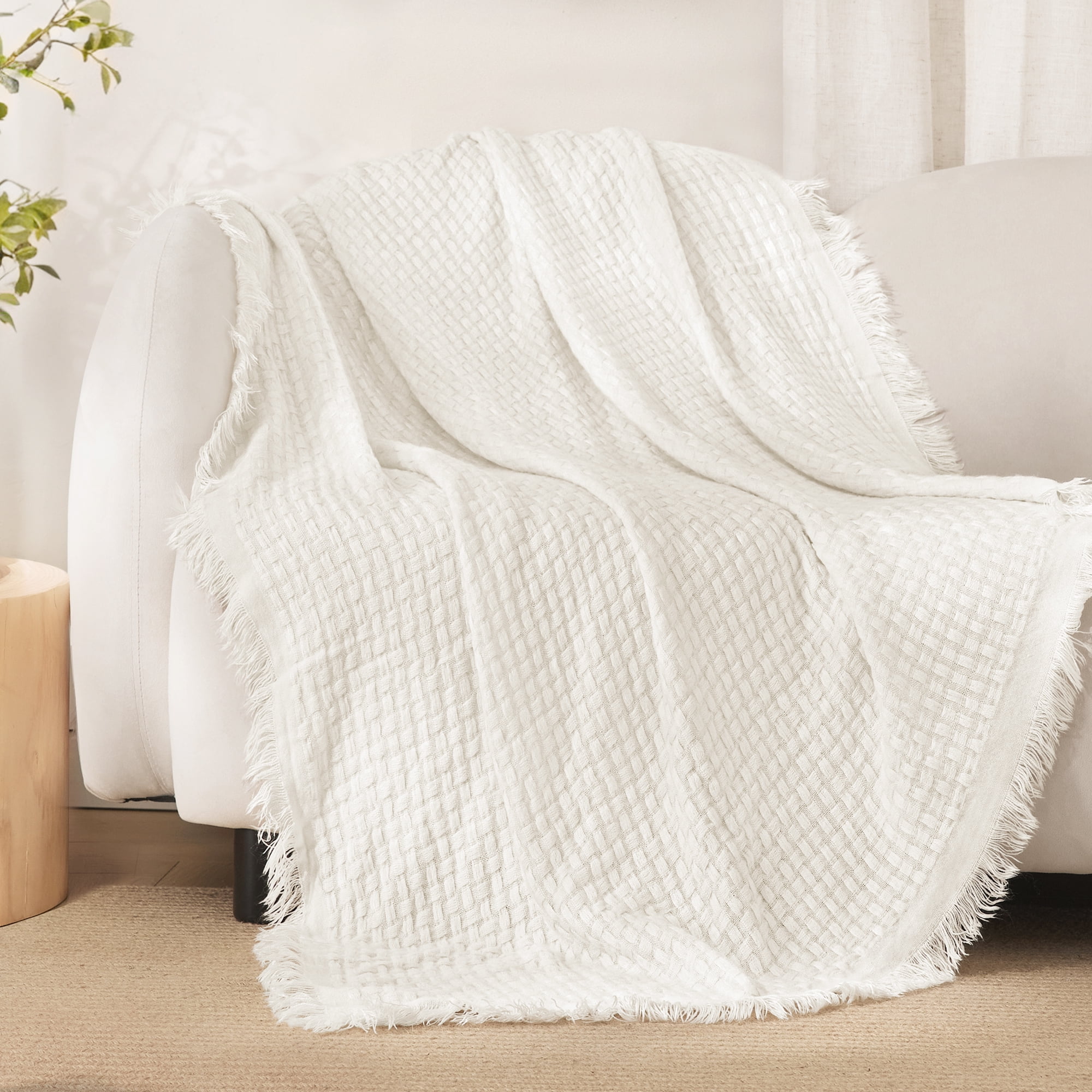 Exclusivo Mezcla Knitted Throw Blanket with Fringes for Couch, Soft and ...