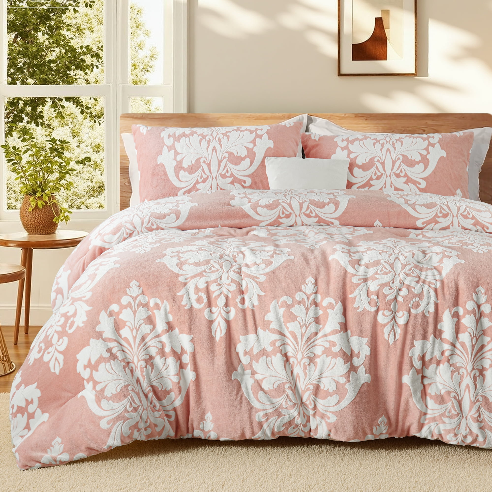 Exclusivo Mezcla Luxury Fuzzy Queen Comforter Set, 3 Pieces Boho Soft ...