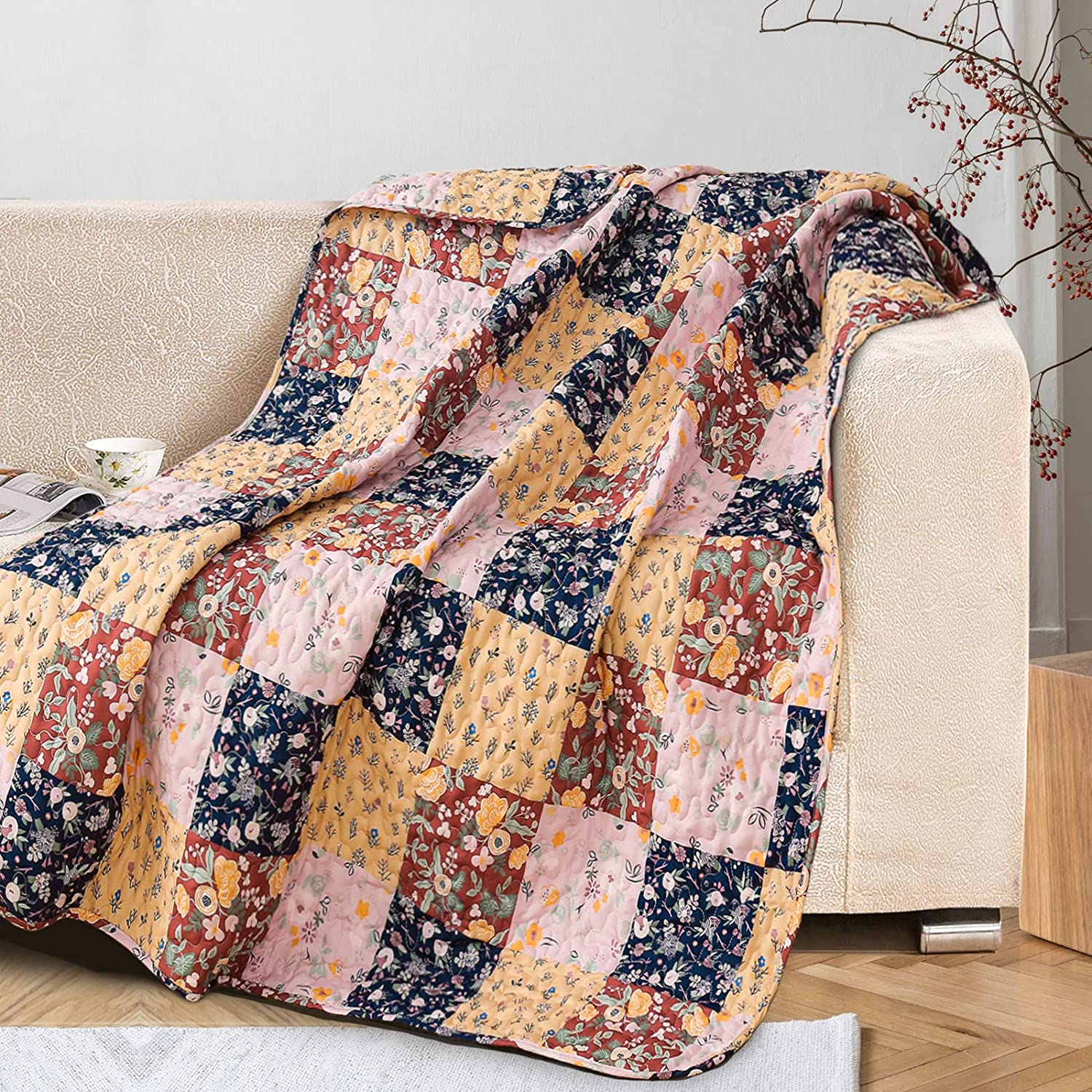 "Exclusivo Mezcla Microfiber Bohemian Patchwork Quilted Throw Blanket ...