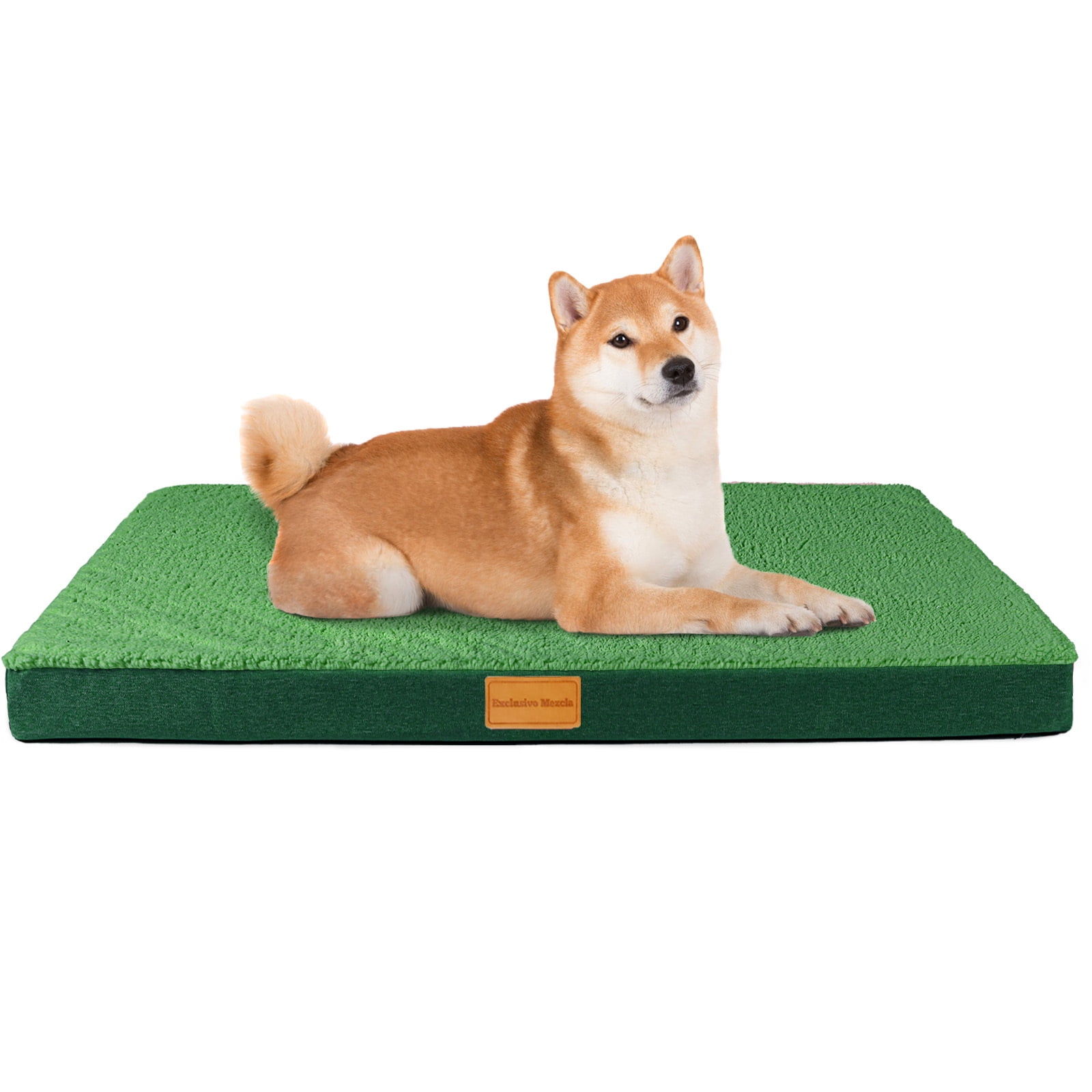 Exclusivo Mezcla Orthopedic Pet Bed for Medium Dogs, 30"X20" Green Dog ...