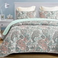 Exclusivo Mezcla Floral Paisley Aqua Quilt Set, Queen, 3-Piece ...