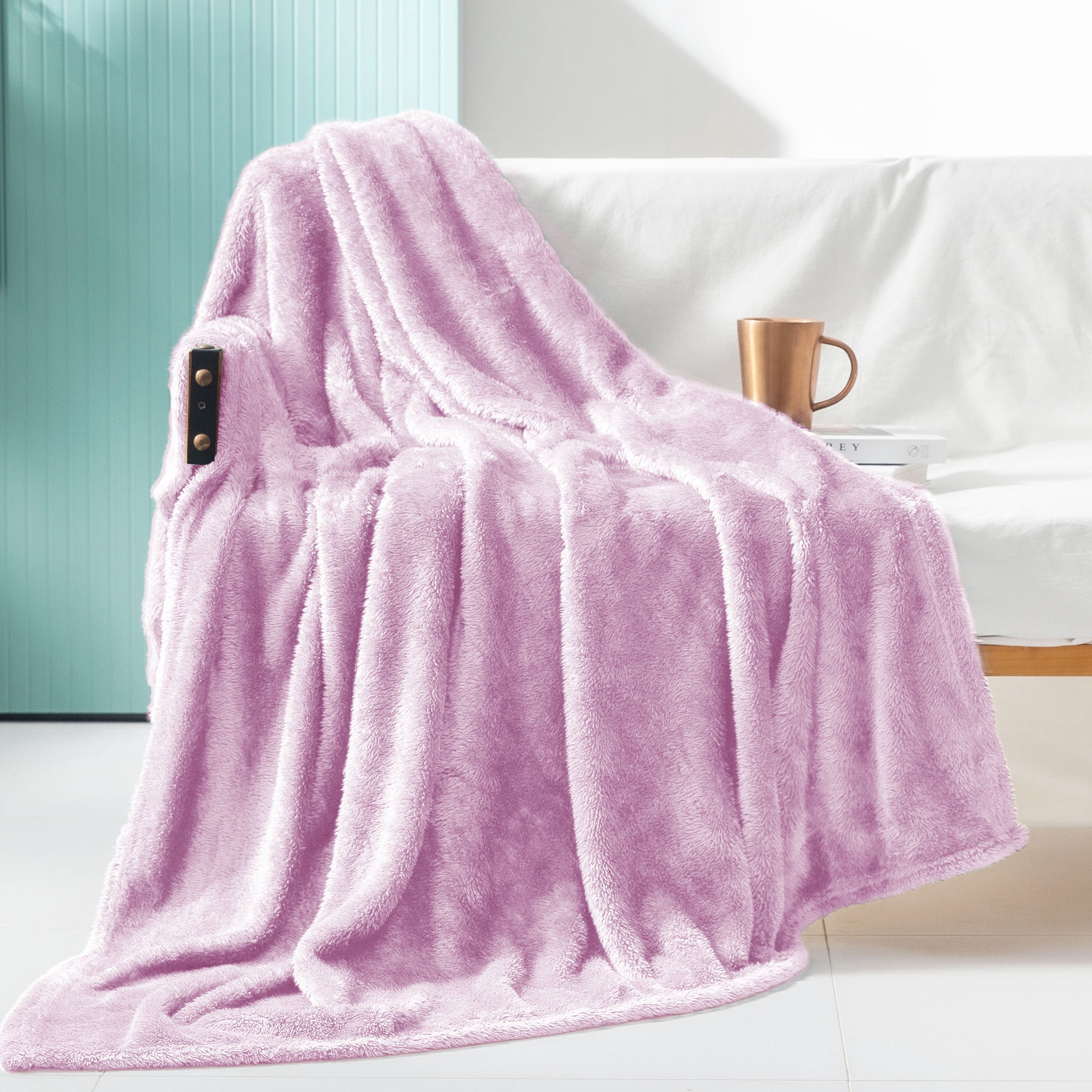 Exclusivo Mezcla Plush Fuzzy Large Fleece Throw Blanket (50" x 70 ...