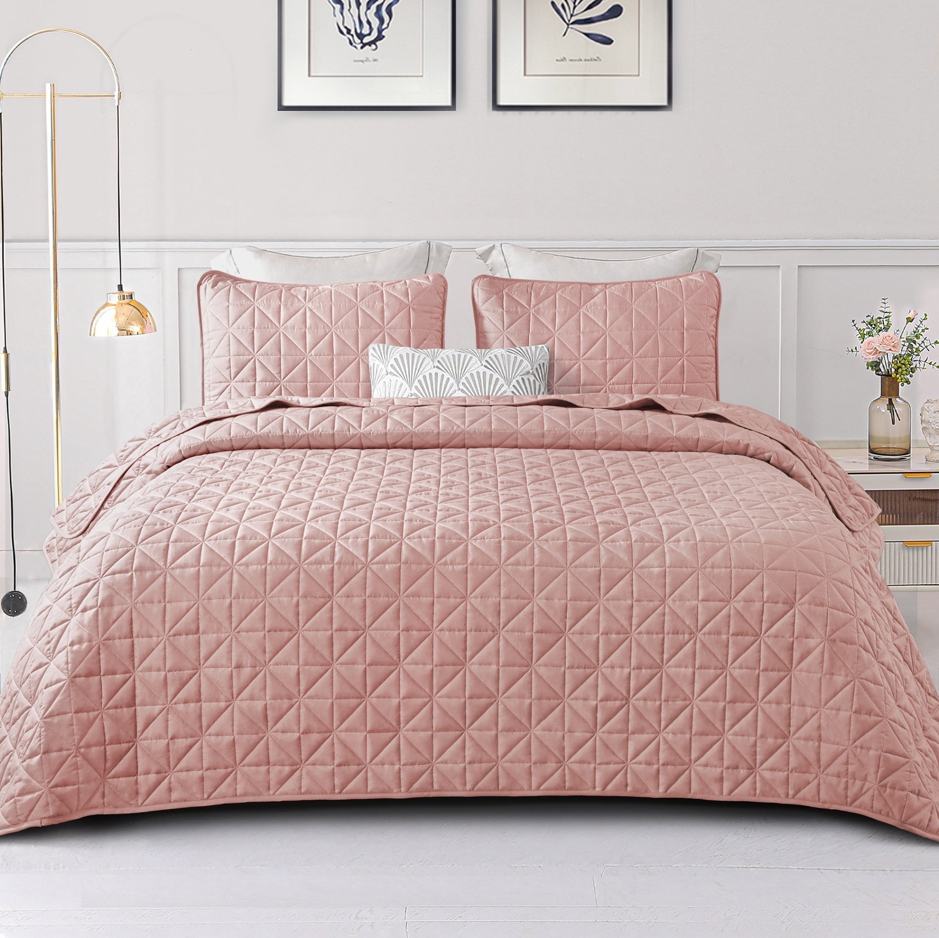Exclusivo Mezcla Queen Quilt Bedding Set, Lightweight Soft Pink Queen ...
